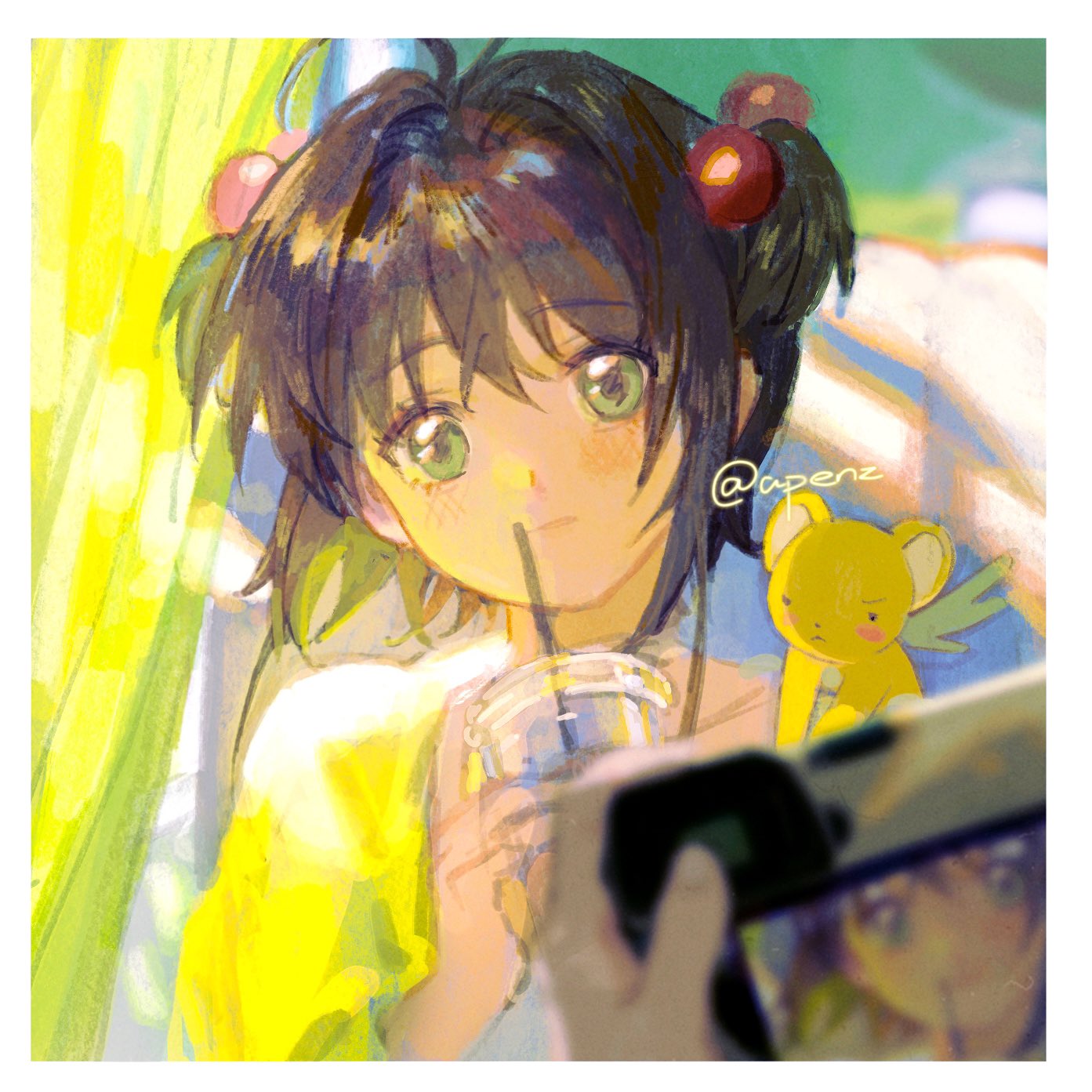 The Big ImageBoard (TBIB) - 2girls antenna hair black hair cardcaptor sakura commentary drink ...