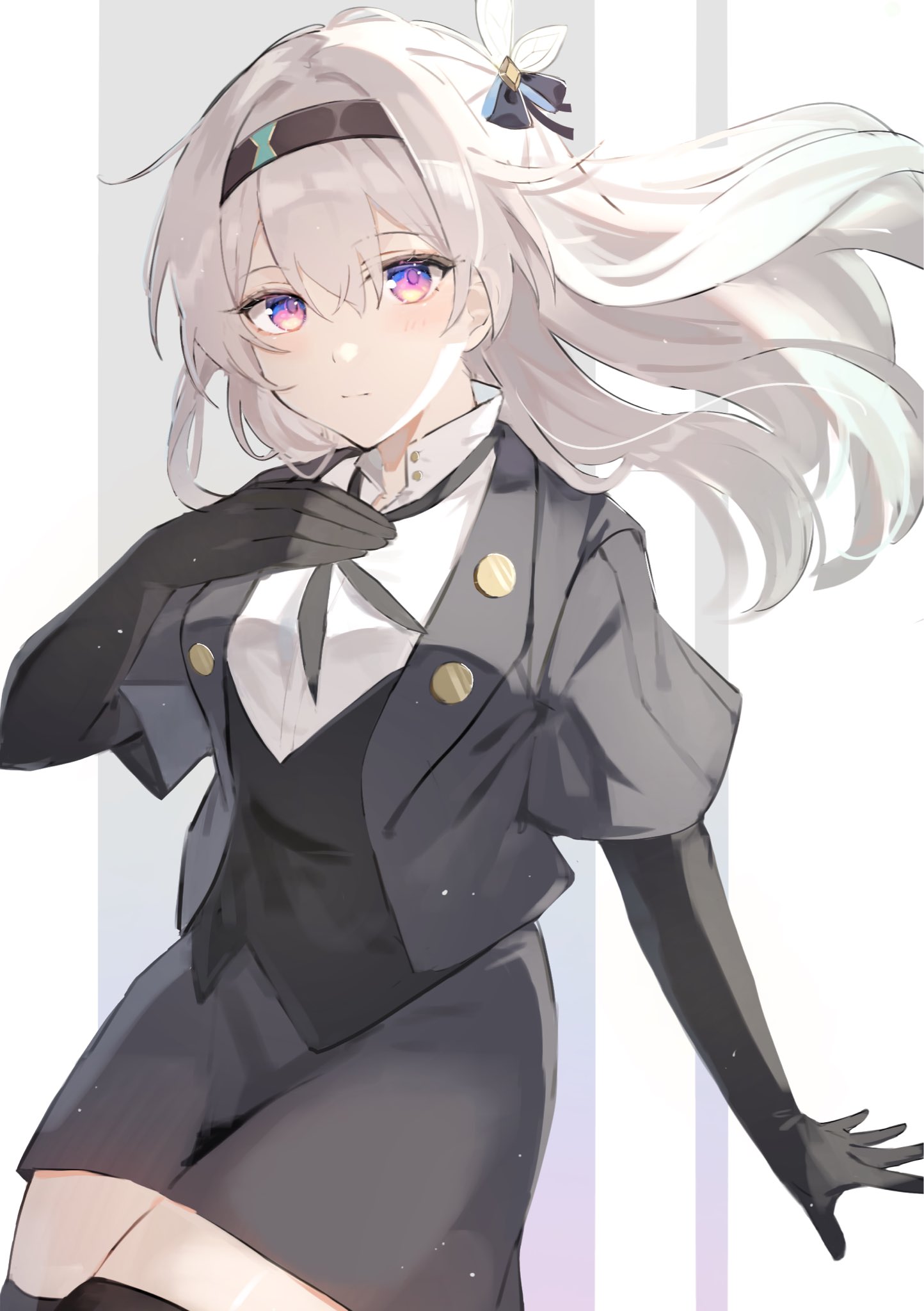 The Big ImageBoard (TBIB) - 1girl black gloves black hairband black jacket black neckerchief ...