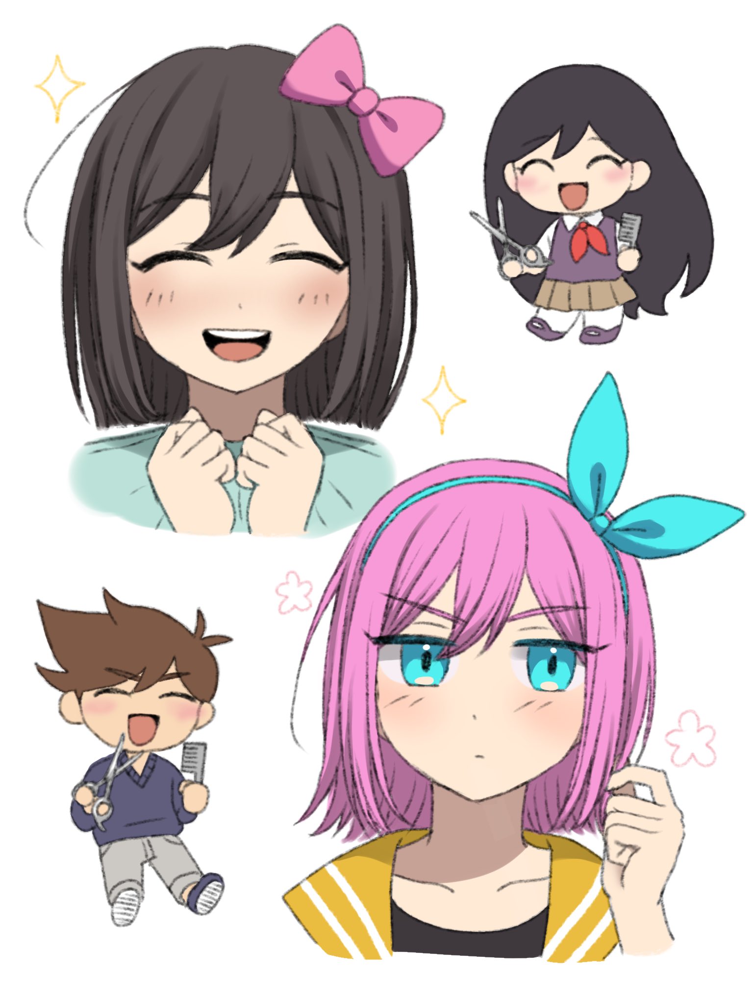 The Big ImageBoard (TBIB) - 1boy 2girls alternate hair length alternate hairstyle aubrey ...