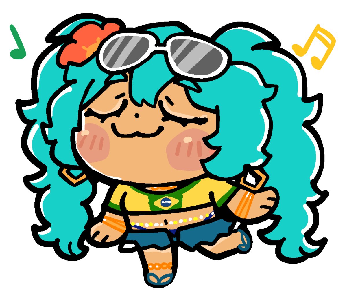 The Big ImageBoard (TBIB) - 1girl :3 aqua hair bkub blue shorts blush ...