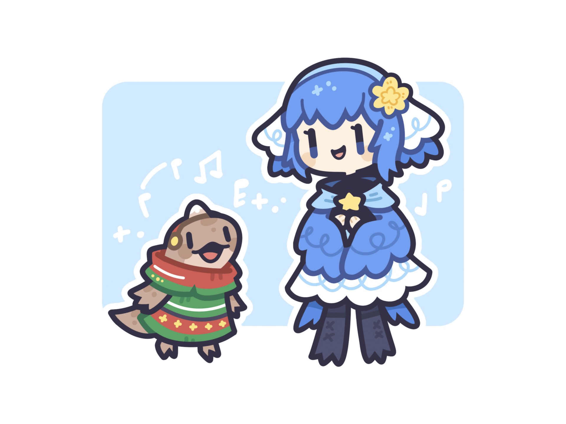 The Big ImageBoard (TBIB) - 1girl 1other bird girl blue dress blue hair ...