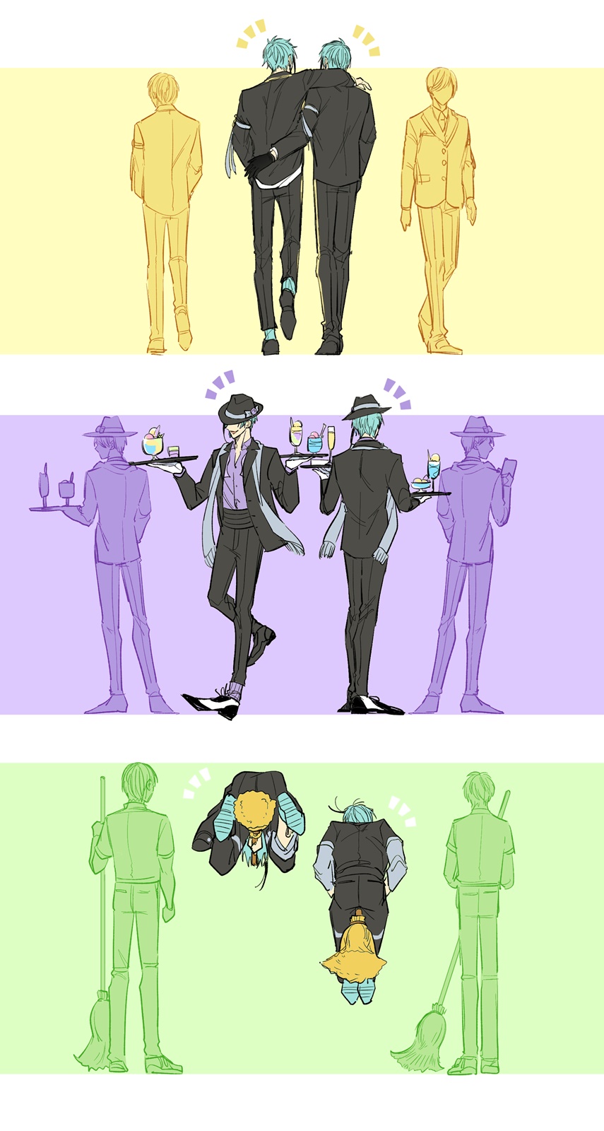 The Big ImageBoard (TBIB) - 6+boys arm around shoulder arm around waist black suit blue hair ...