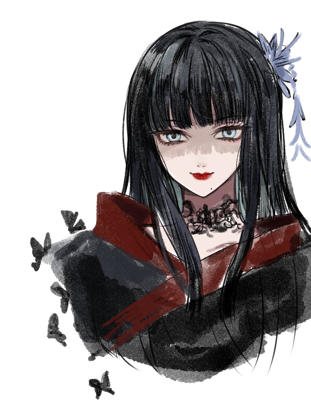 The Big ImageBoard (TBIB) - 1girl alternate eye color baegsagwa161626 black collar black hair ...