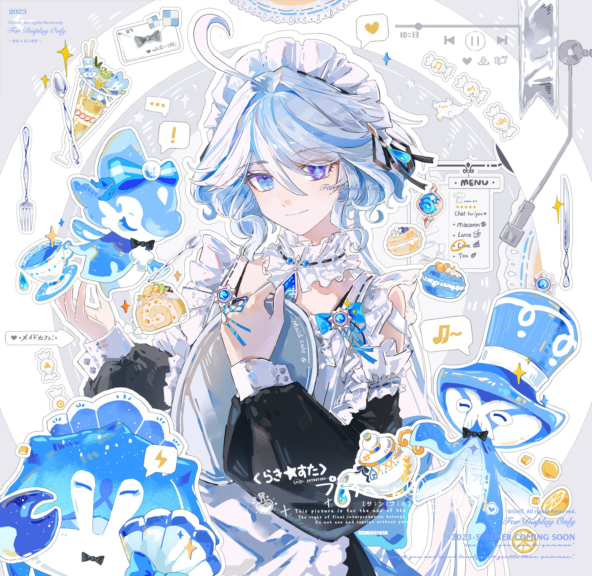 The Big ImageBoard (TBIB) - 1girl ahoge alternate costume blue eyes blue hair closed mouth ...