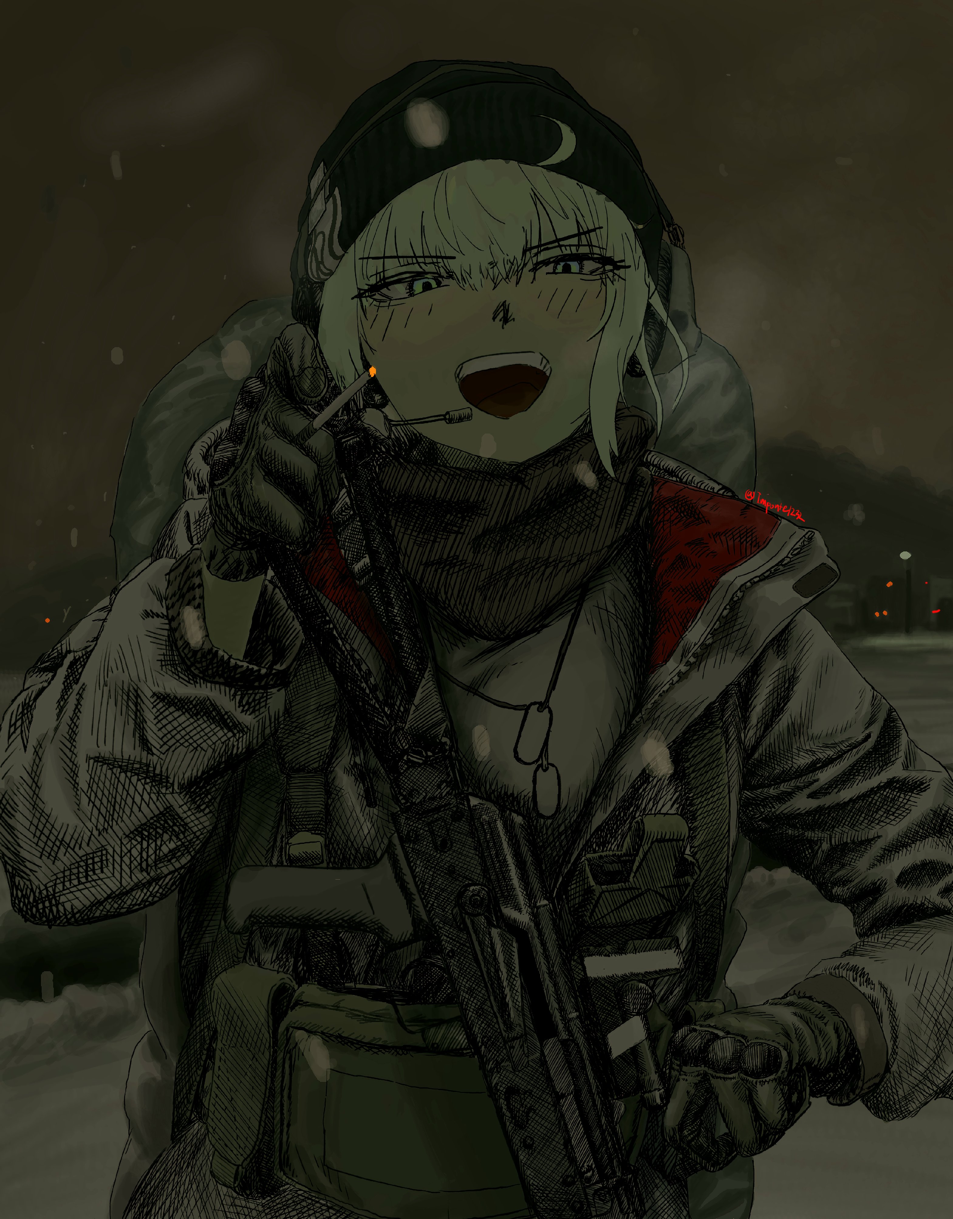 The Big ImageBoard (TBIB) - 1girl absurdres ak-74m assault rifle beanie callsign: cedar ...