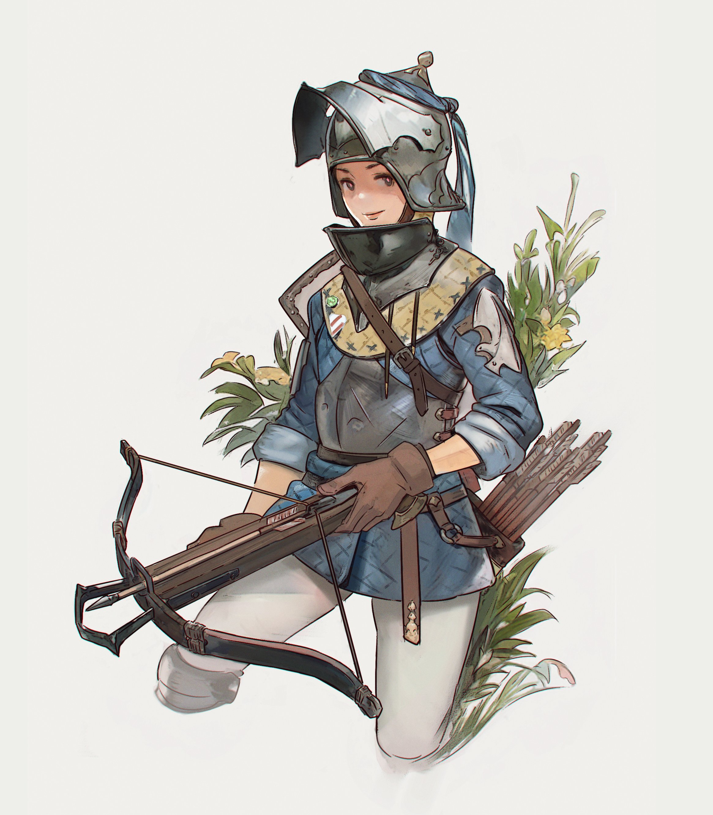 The Big ImageBoard (TBIB) - 1girl absurdres arrow (projectile) belt blue tunic brown belt brown ...