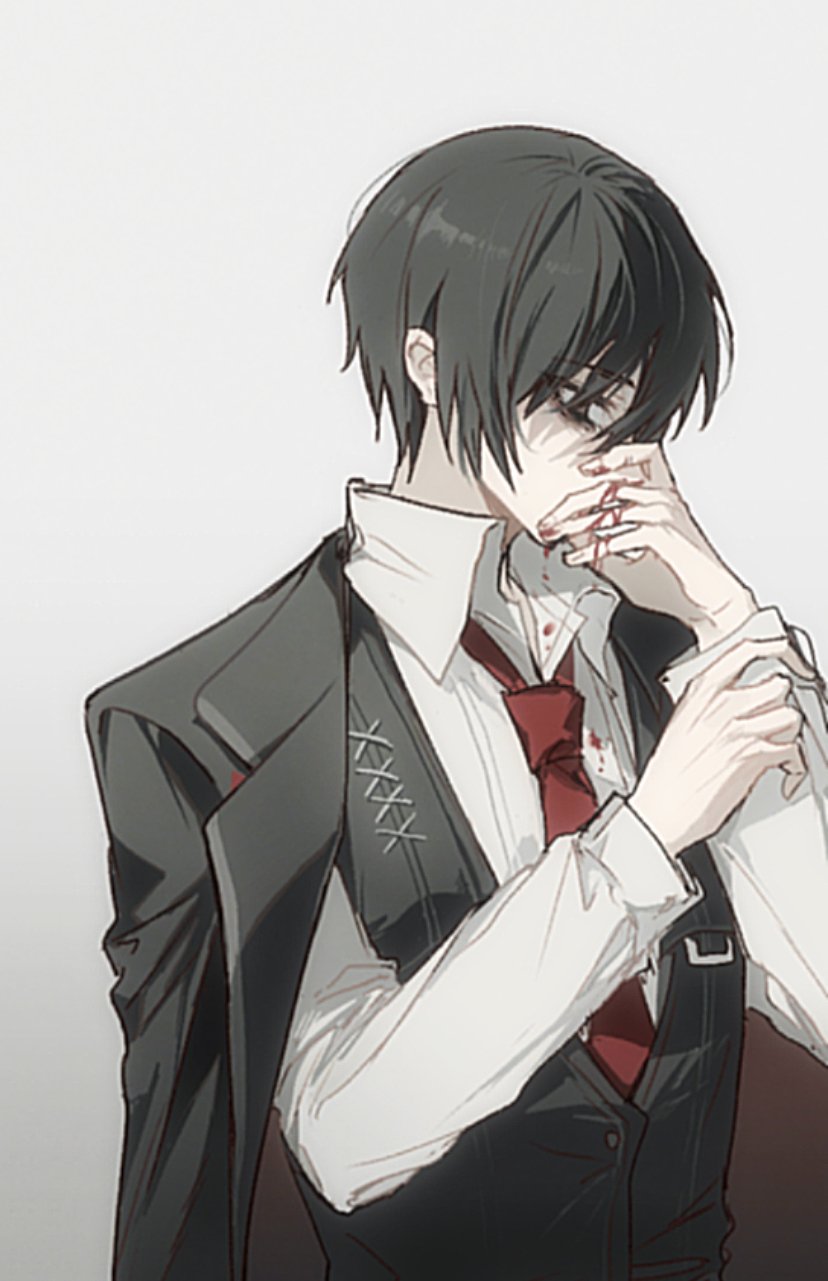 The Big ImageBoard (TBIB) - 1boy black coat black eyes black hair black vest blood coat coat on ...
