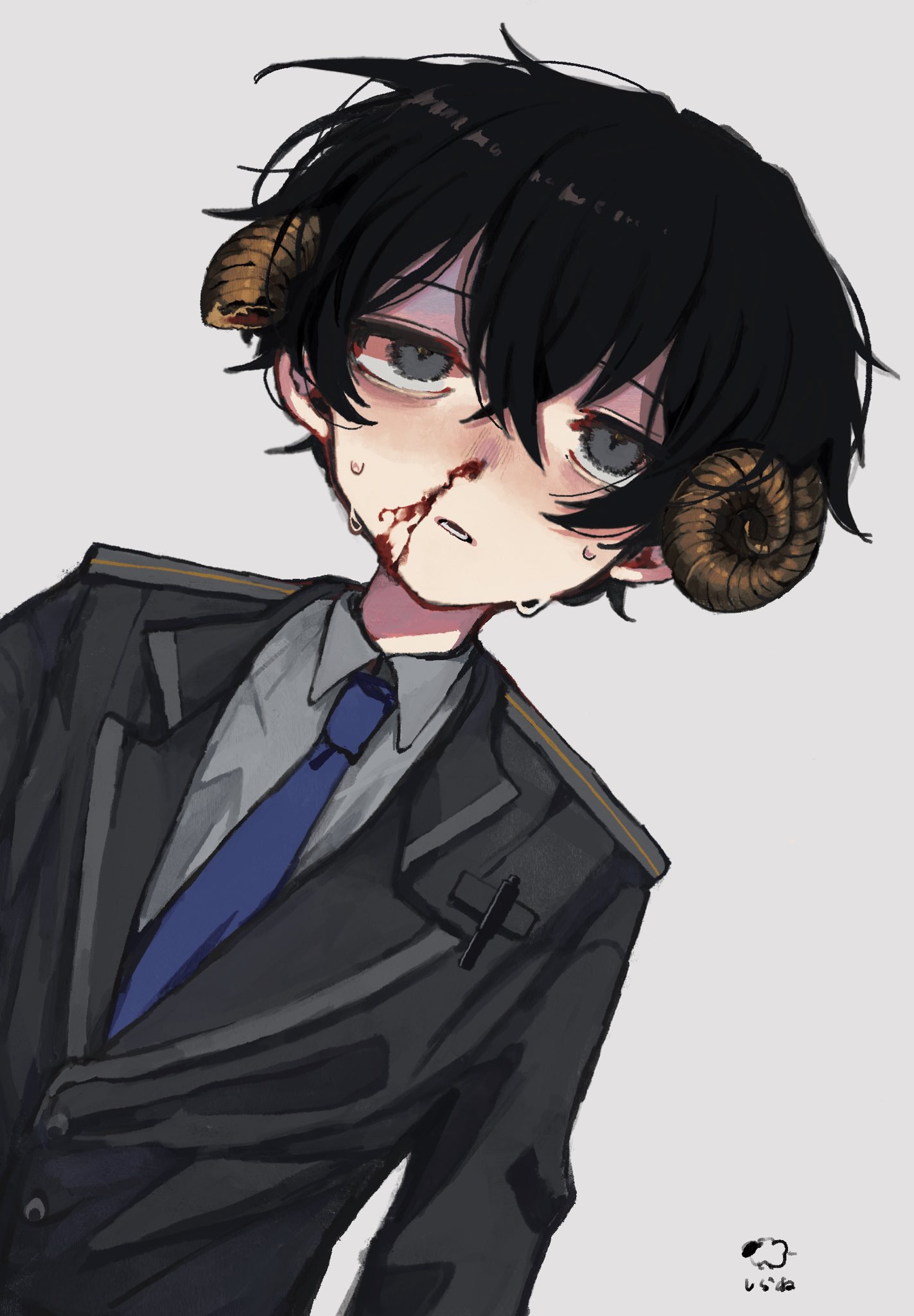 The Big ImageBoard (TBIB) - 1boy 4rane tu bags under eyes black hair black jacket blood blood on ...