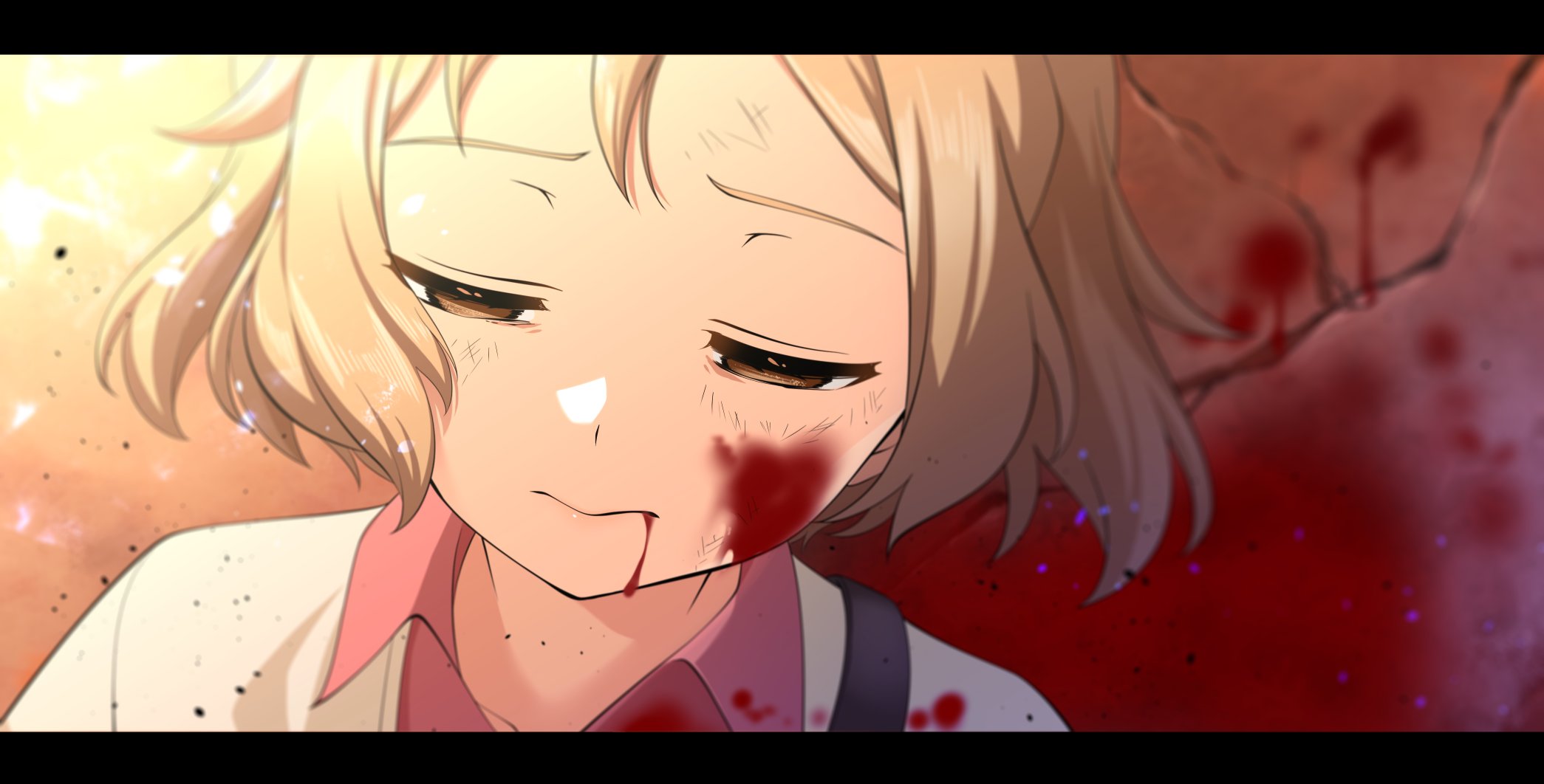 The Big ImageBoard (TBIB) - 1girl against wall blood blood from mouth blood on clothes blood on ...