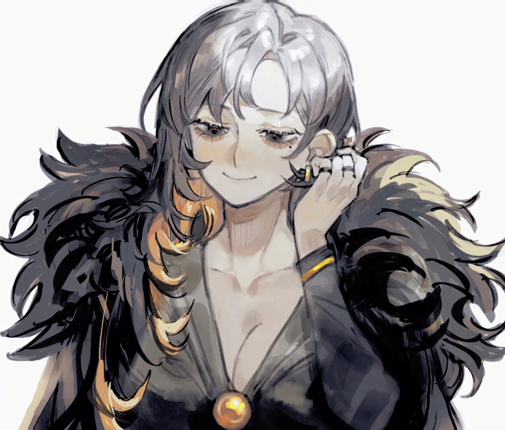 The Big ImageBoard (TBIB) - 1girl binah (project moon) black coat black dress black eyes black ...