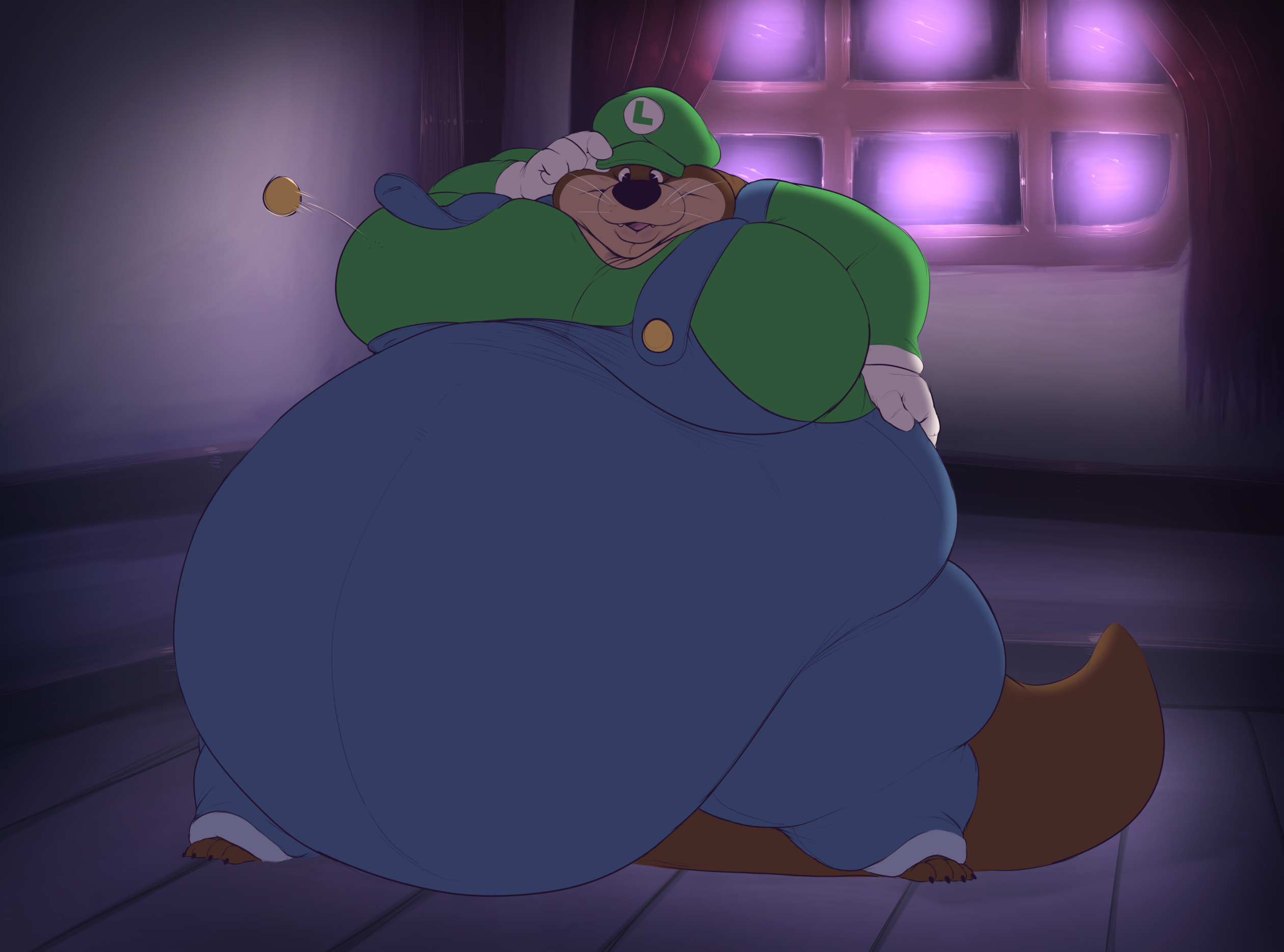 The Big ImageBoard (TBIB) - anthro belly big belly brown body brown fur chubby cheeks digital ...