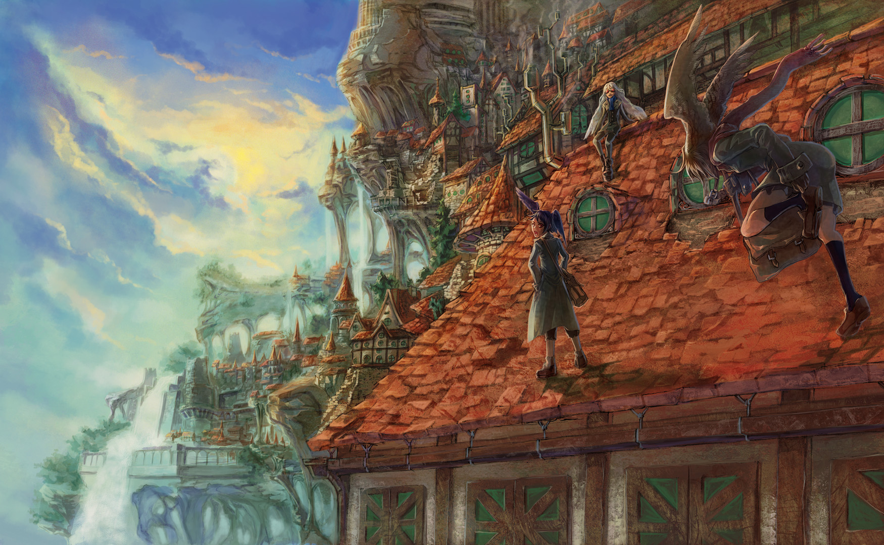 The Big ImageBoard (TBIB) - 3girls ankle boots arms at sides back bag ...