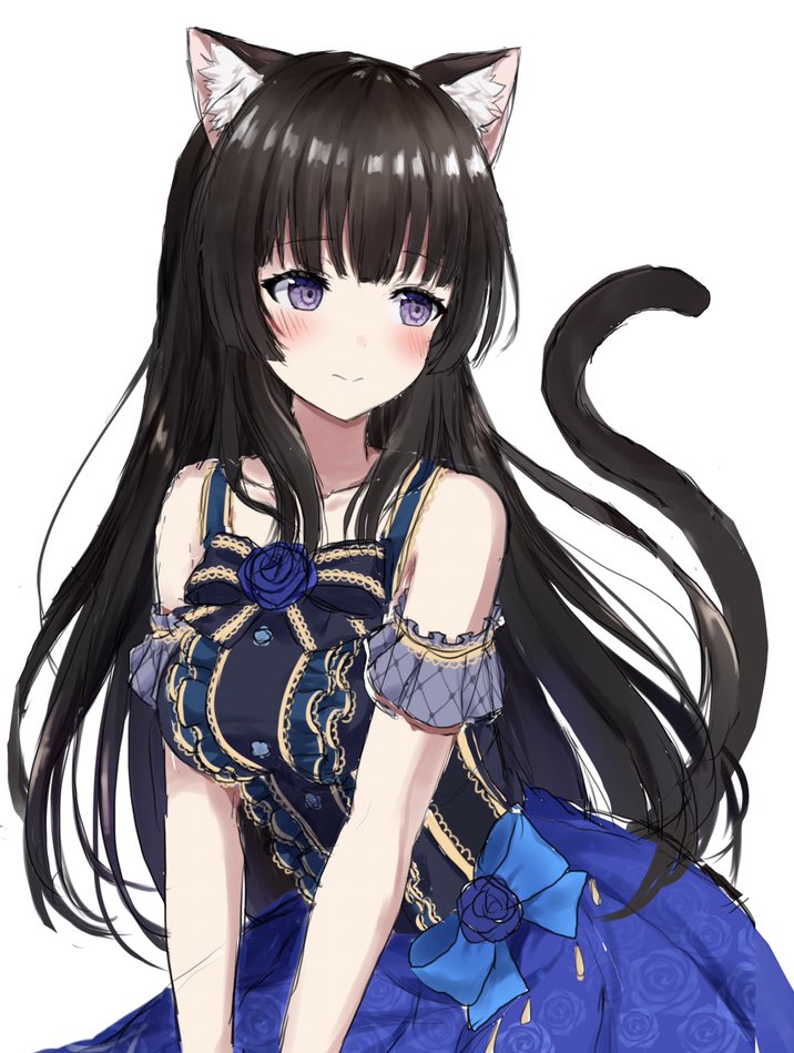The Big ImageBoard (TBIB) - 1girl animal ears bang dream! bangs bare shoulders black hair blue ...