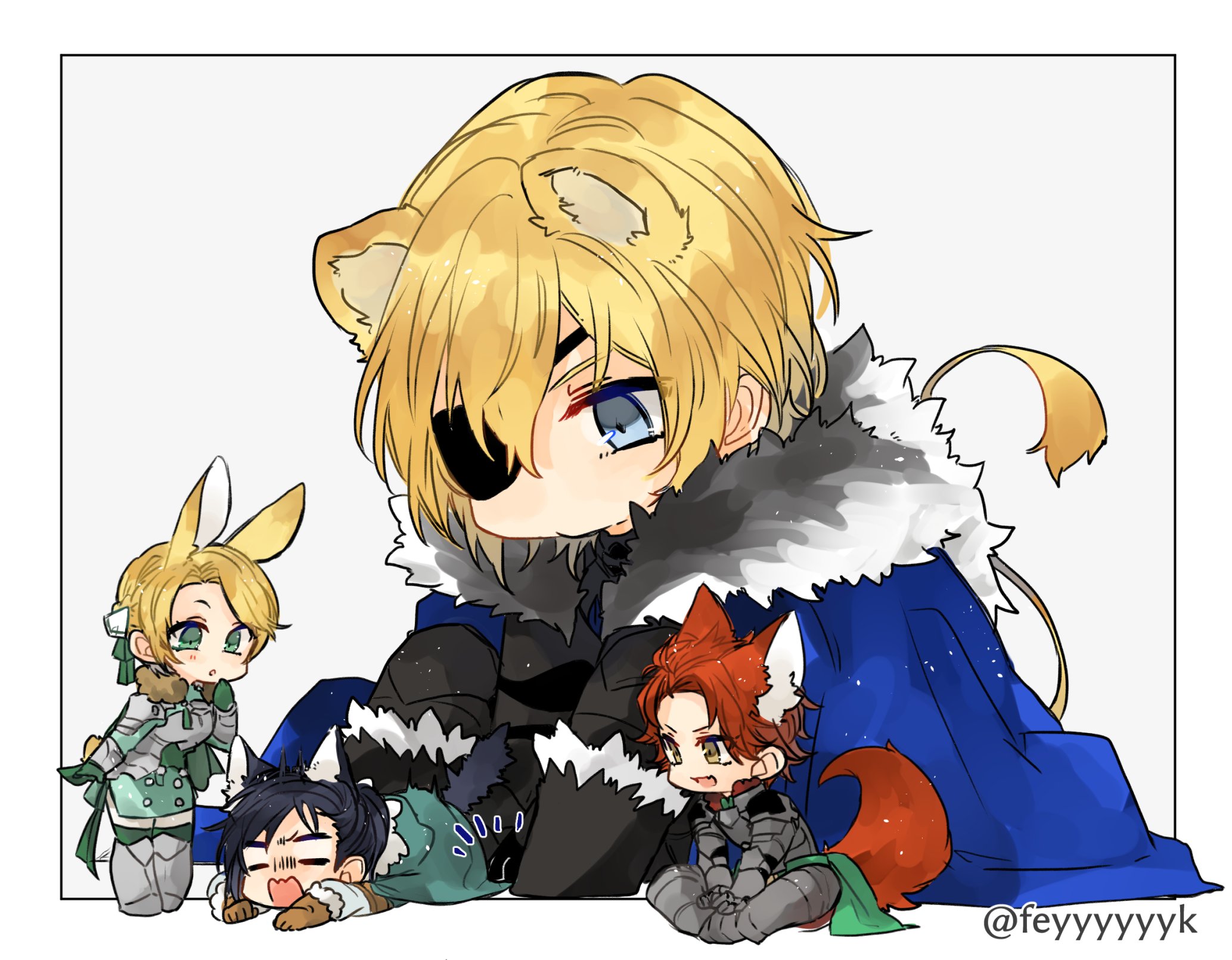 The Big ImageBoard (TBIB) - 1girl 3boys armor black hair blonde hair ...