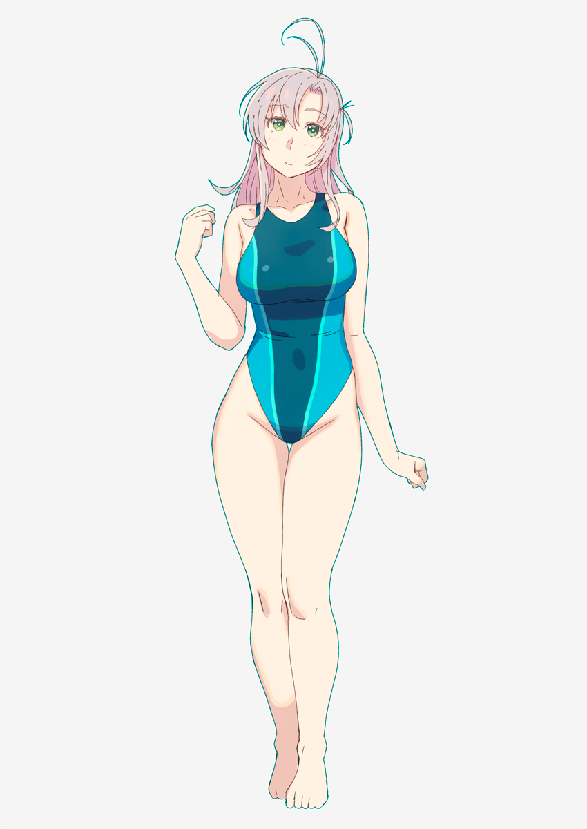 The Big ImageBoard (TBIB) - 1girl alternate costume antenna hair aqua swimsuit barefoot ...