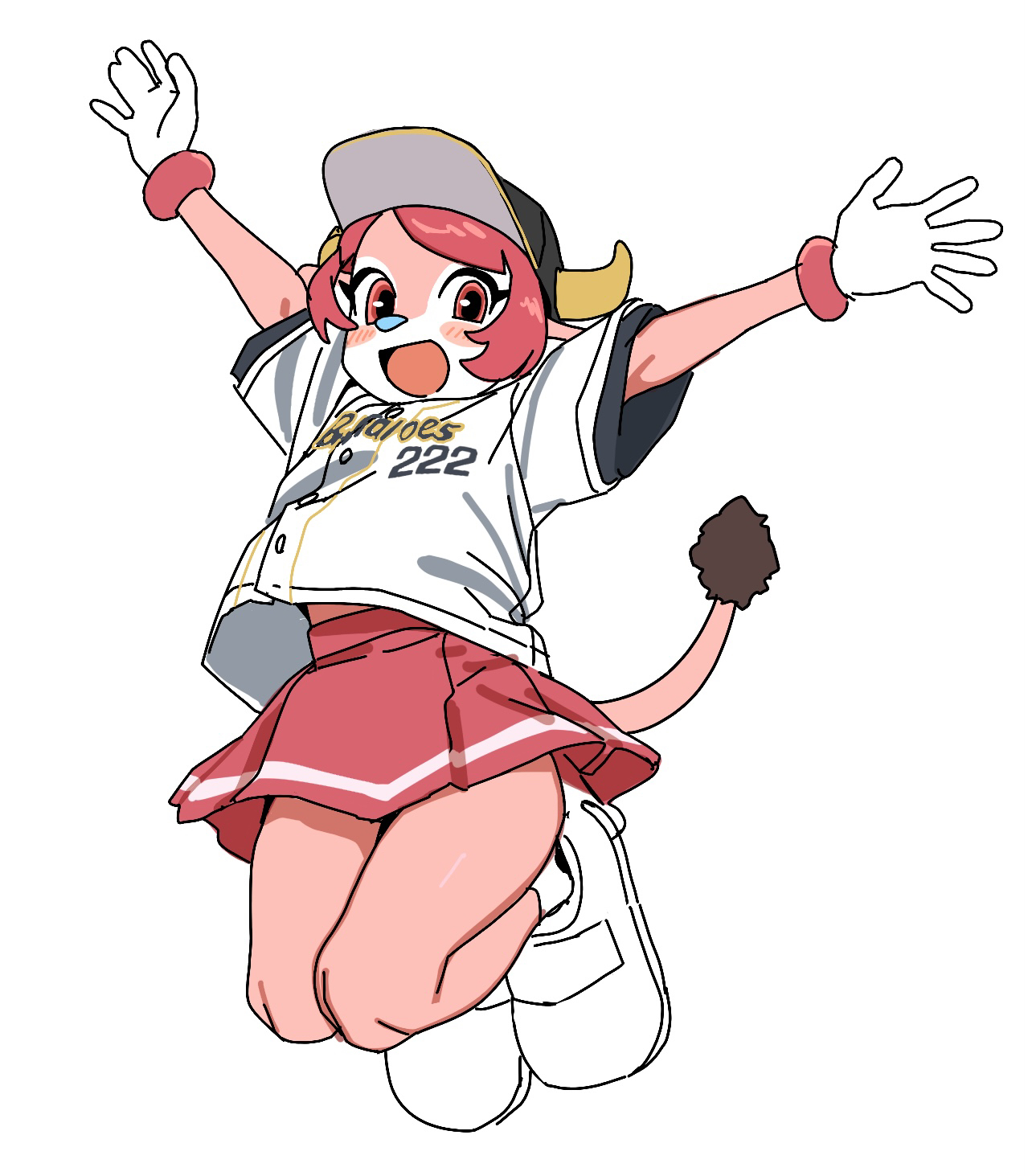 The Big ImageBoard (TBIB) - 1girl :d arms up baseball cap baseball ...