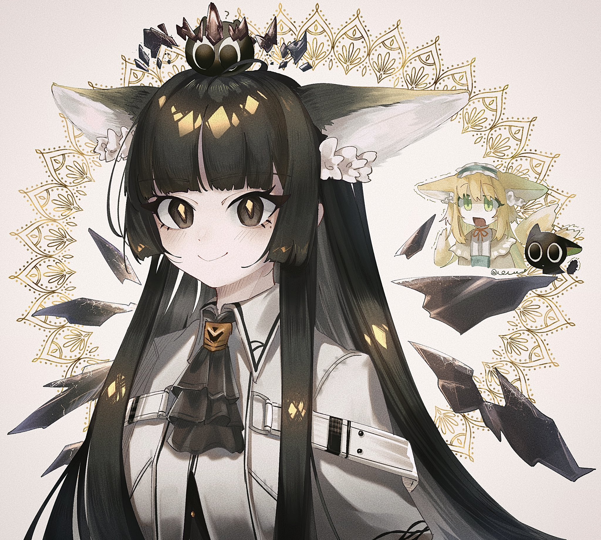 The Big ImageBoard (TBIB) - 2girls animal ears arknights ascot black ascot black hair blonde ...