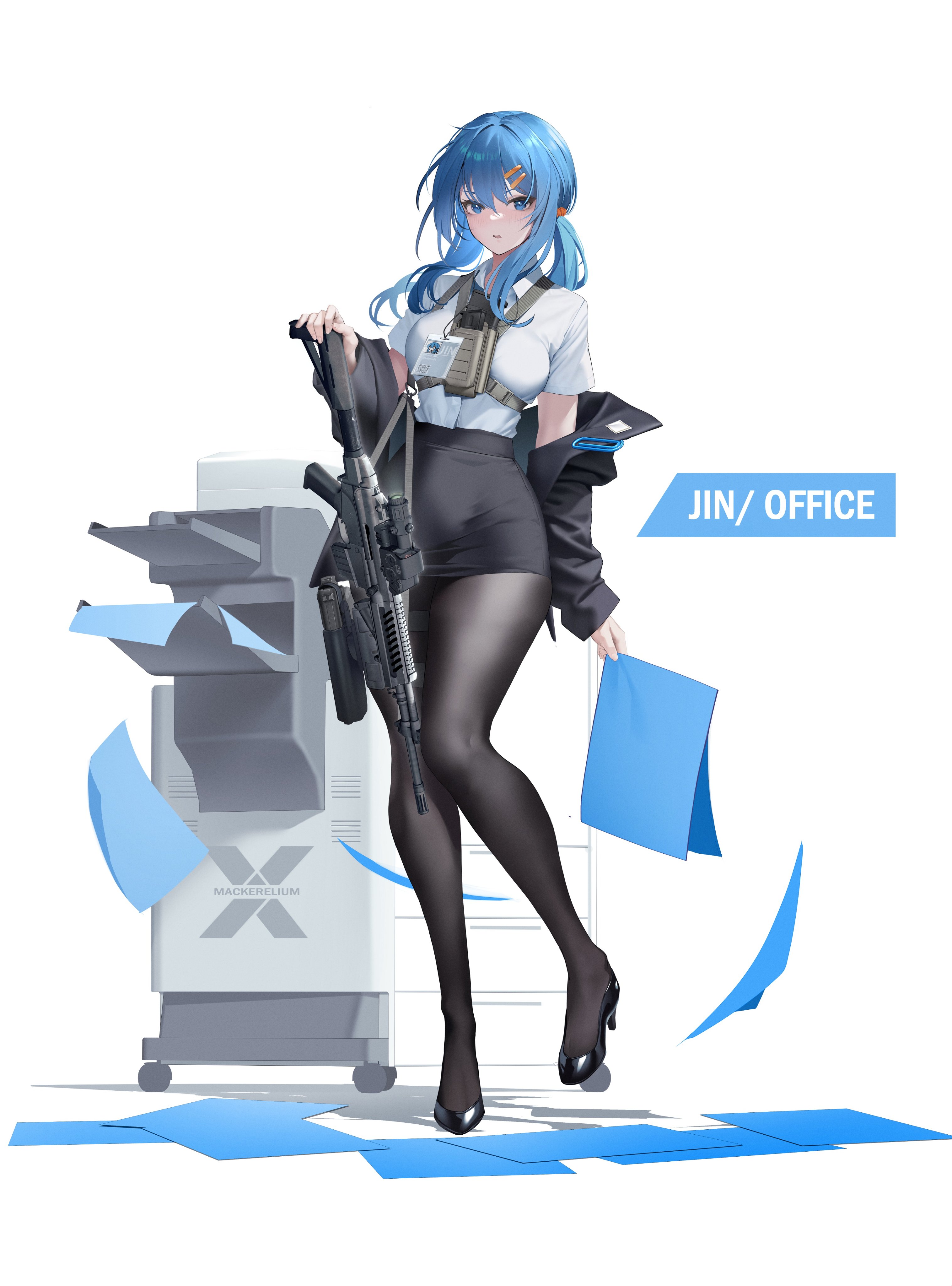 The Big Imageboard Tbib 1girl Absurdres Assault Rifle Back Tattoo