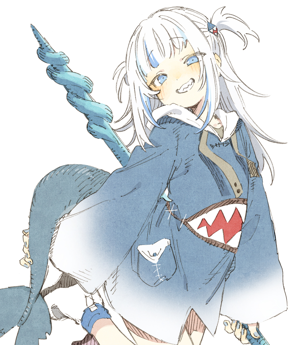 The Big ImageBoard (TBIB) - 1girl abara heiki blue eyes blue hoodie gawr gura gawr gura (1st ...