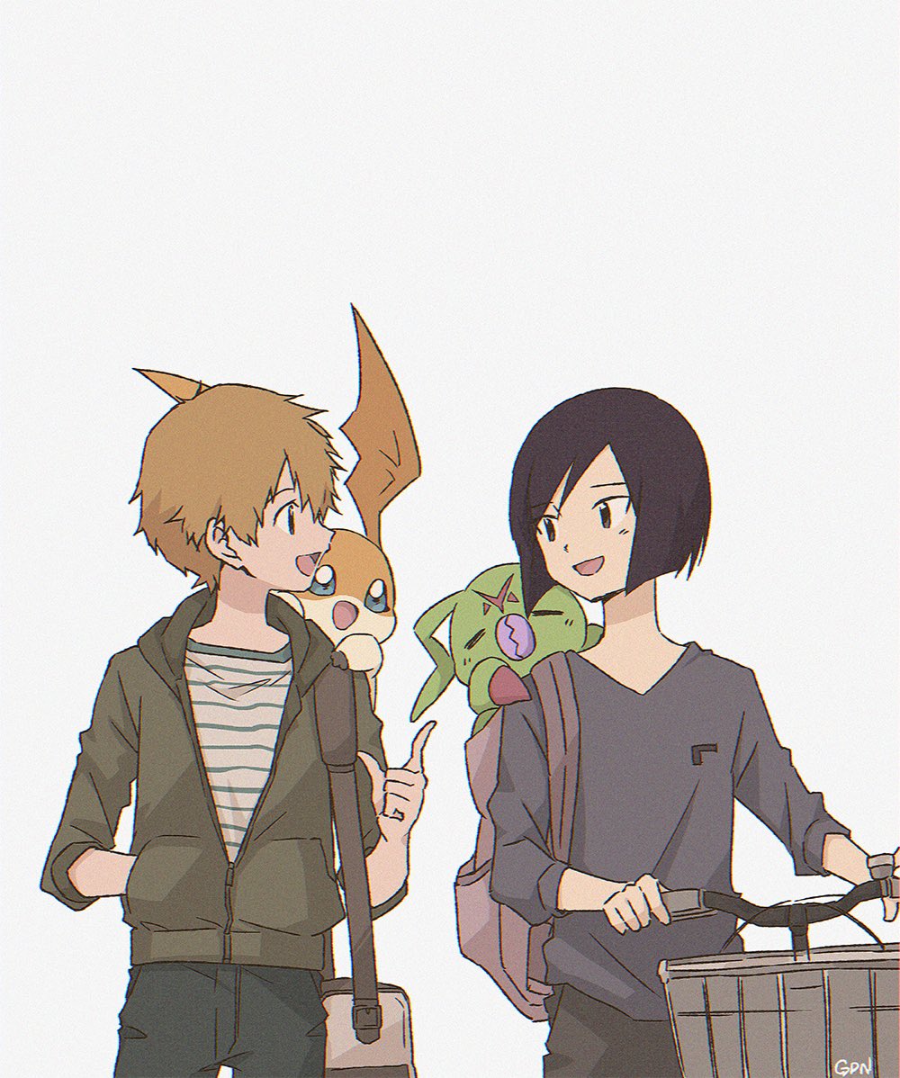 The Big ImageBoard (TBIB) - 2boys bicycle black hair blonde hair blue ...