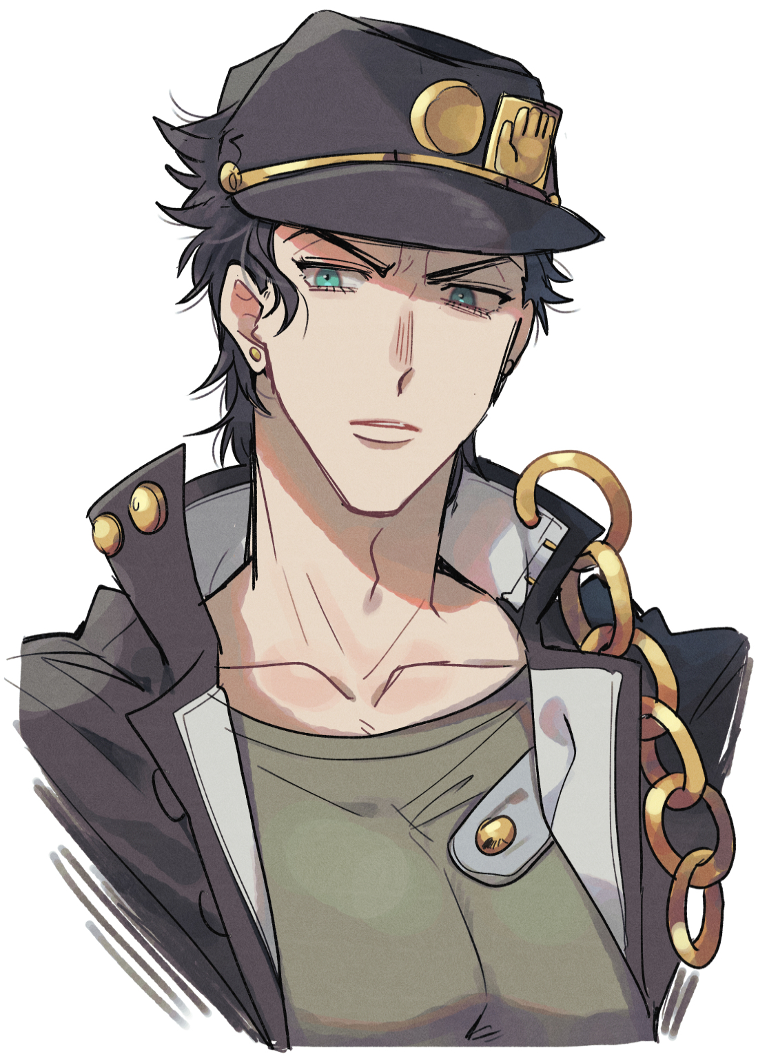 The Big ImageBoard (TBIB) - 1boy black hair black hat blue eyes chain closed mouth commentary ...