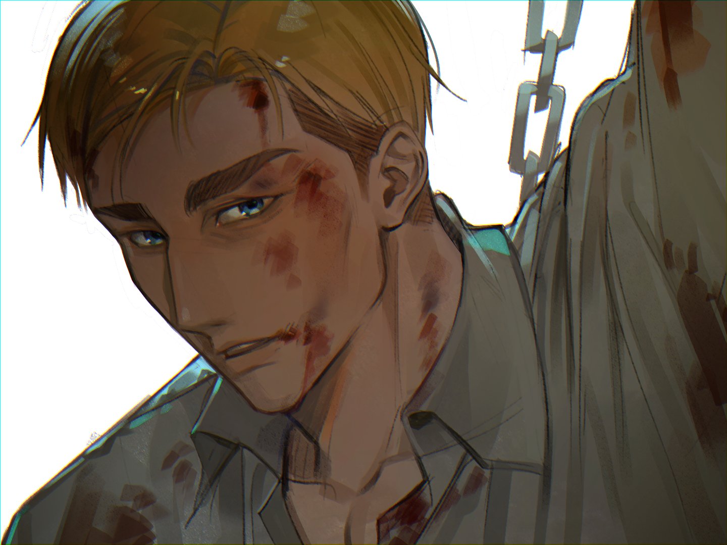 The Big ImageBoard (TBIB) - 1boy arm up blonde hair blood blood on ...