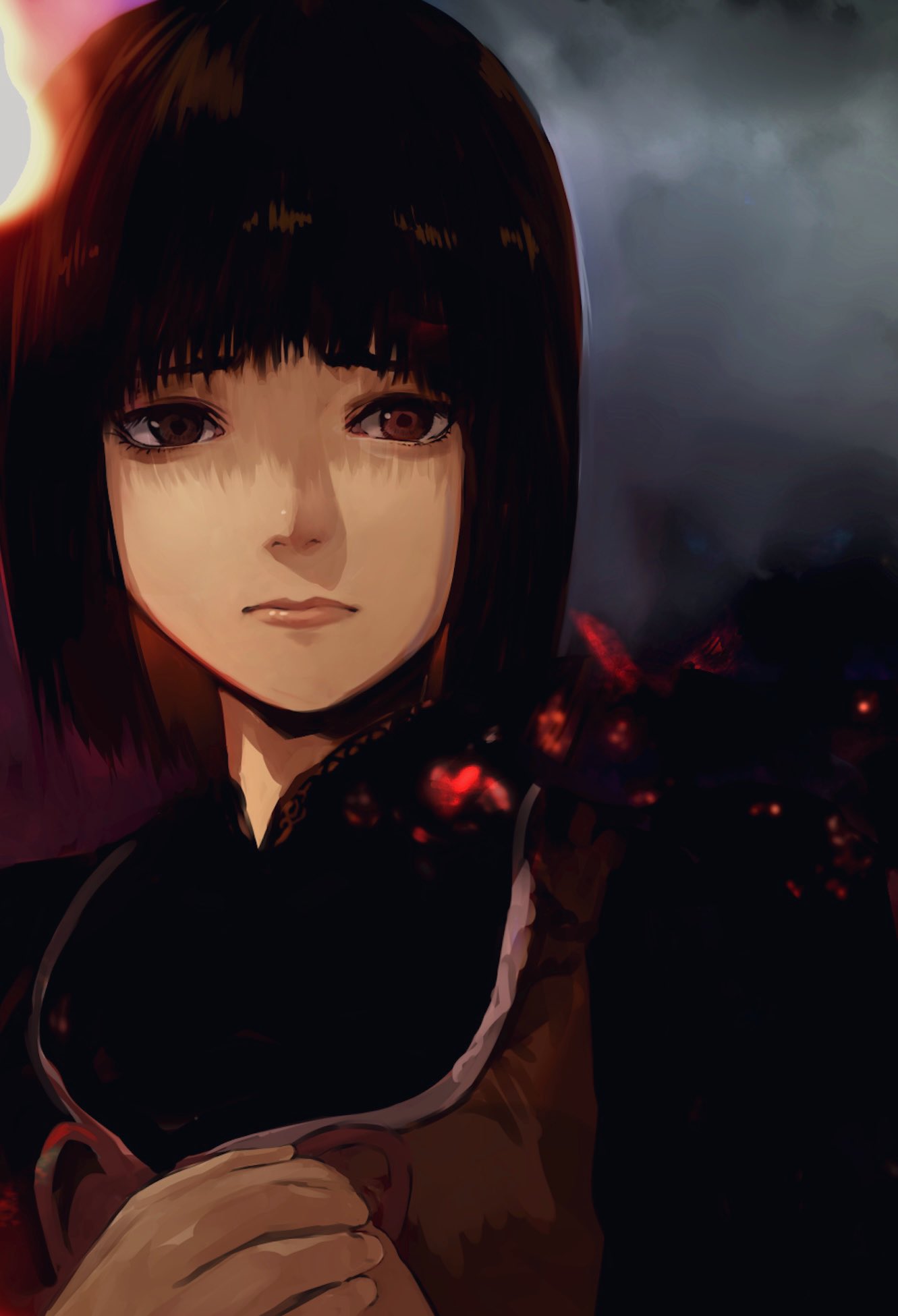 The Big ImageBoard (TBIB) - 1girl amakura mayu black hair brown eyes bug butterfly closed mouth ...