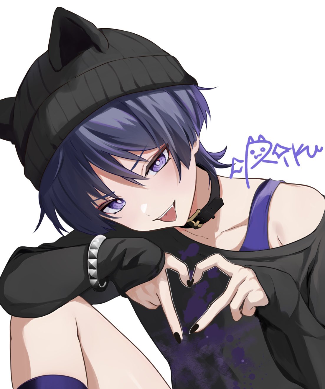 The Big ImageBoard (TBIB) - 1boy animal hat black choker black collar black hair black hat black ...