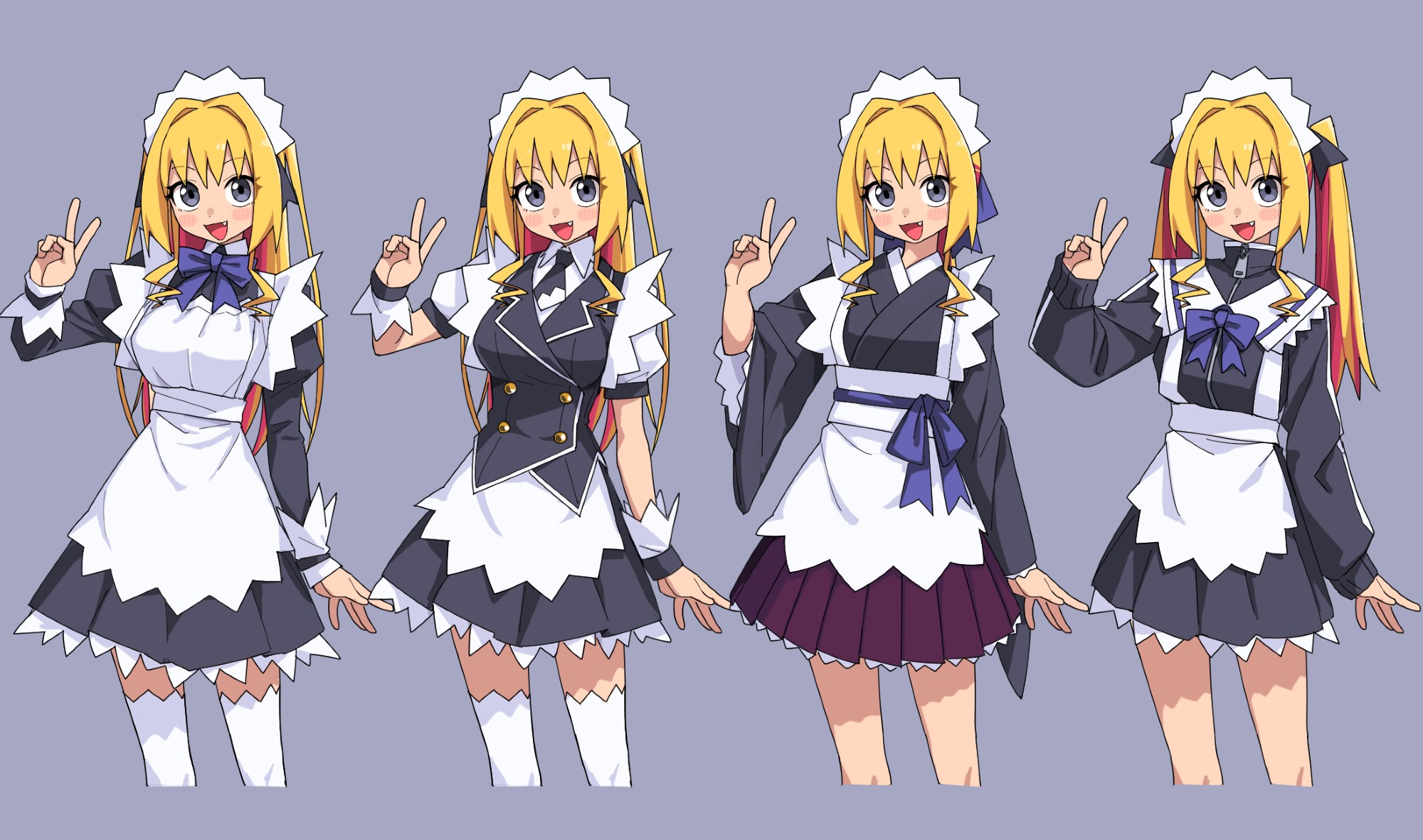 The Big ImageBoard (TBIB) - 1girl apron black eyes black kimono blonde ...