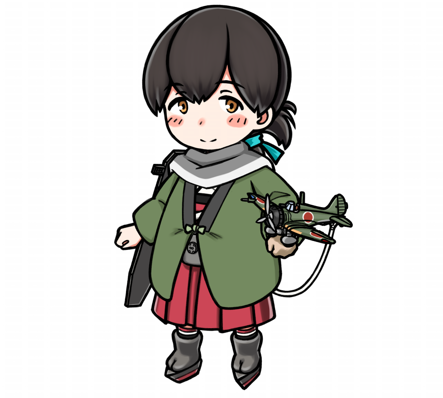 The Big ImageBoard (TBIB) - 1girl a5m aircraft airplane black hair blue ribbon brown eyes chibi ...