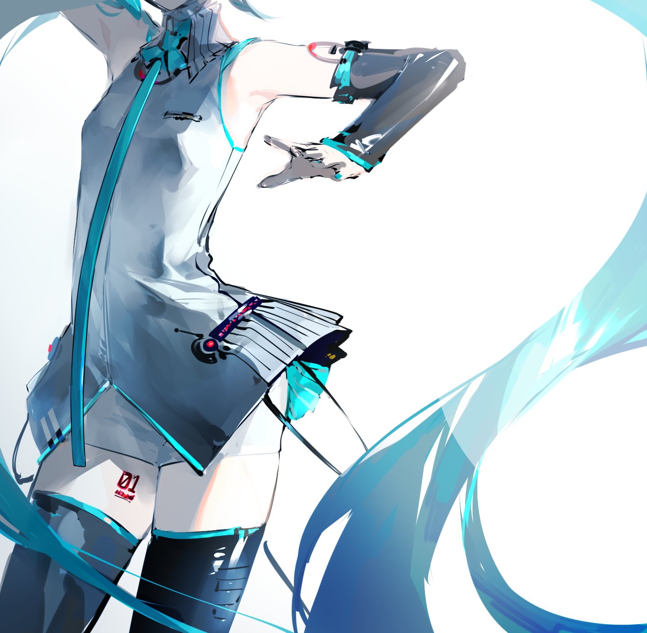 The Big Imageboard Tbib 1girl Adapted Costume Aqua Hair Aqua Nails