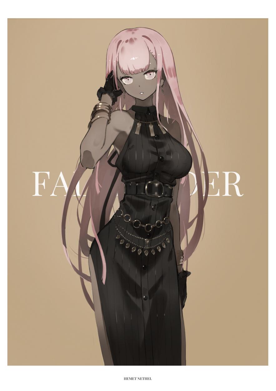 The Big ImageBoard (TBIB) - 1girl belt belt buckle black dress black gloves bracelet breasts ...