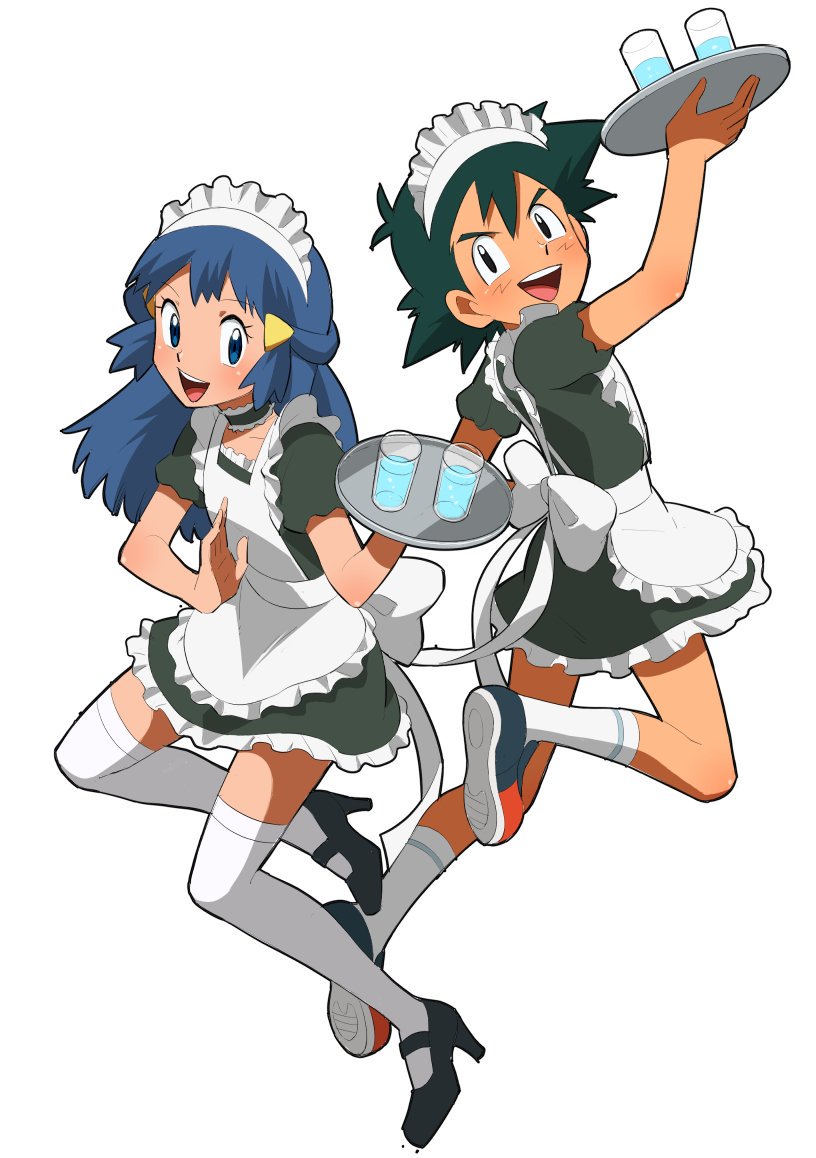 The Big ImageBoard (TBIB) - 1boy 1girl alternate costume apron black ...