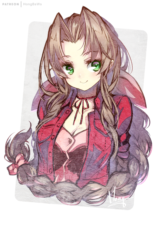 The Big ImageBoard (TBIB) - 1girl aerith gainsborough bow braid breasts ...