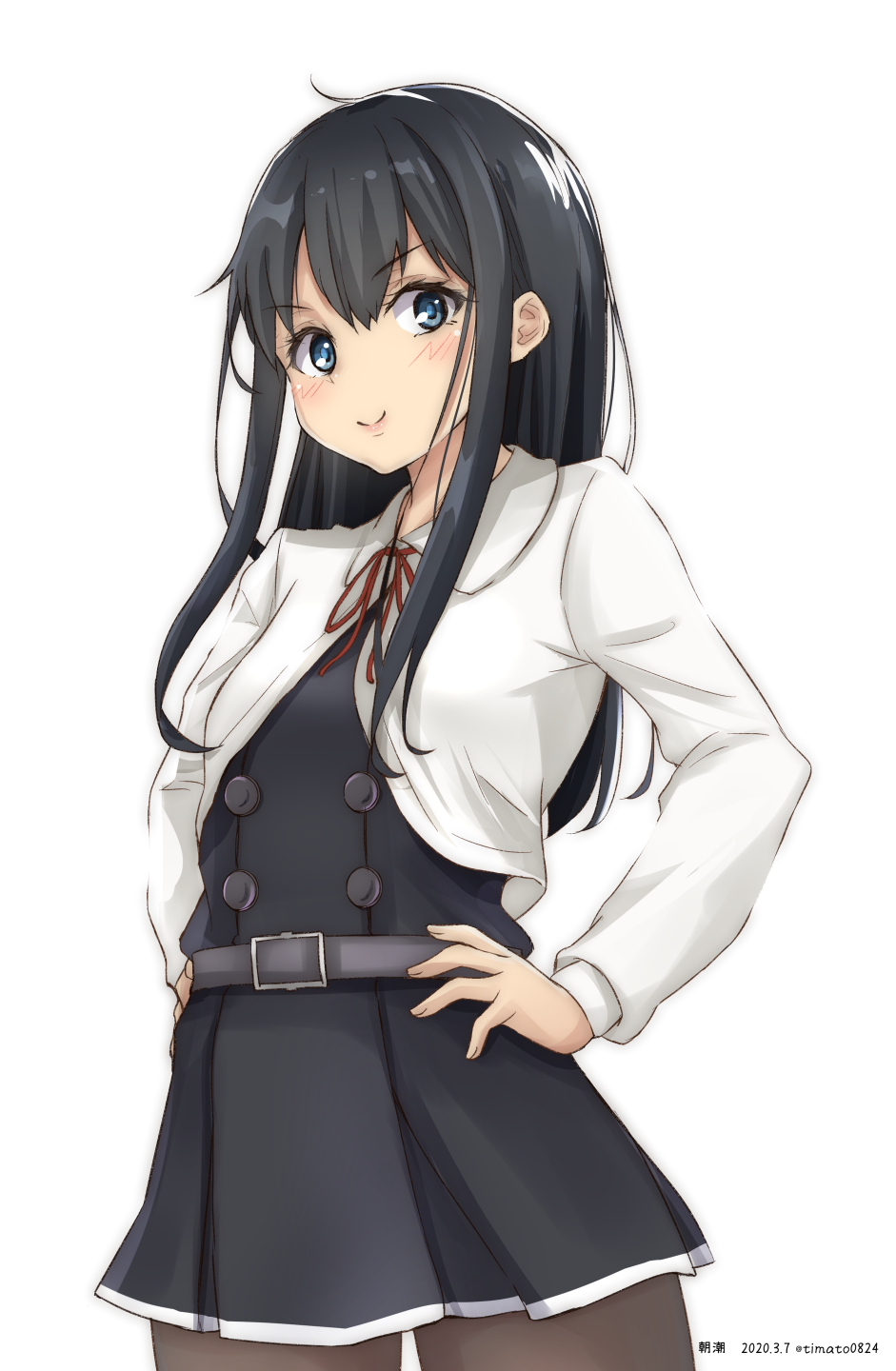 The Big ImageBoard (TBIB) - 1girl asashio (kancolle) asashio kai ni (kancolle) belt black hair ...