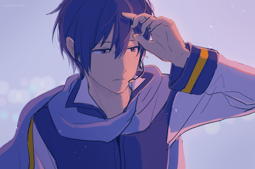 The Big ImageBoard (TBIB) - 1boy blue eyes blue hair blue scarf blurry ...