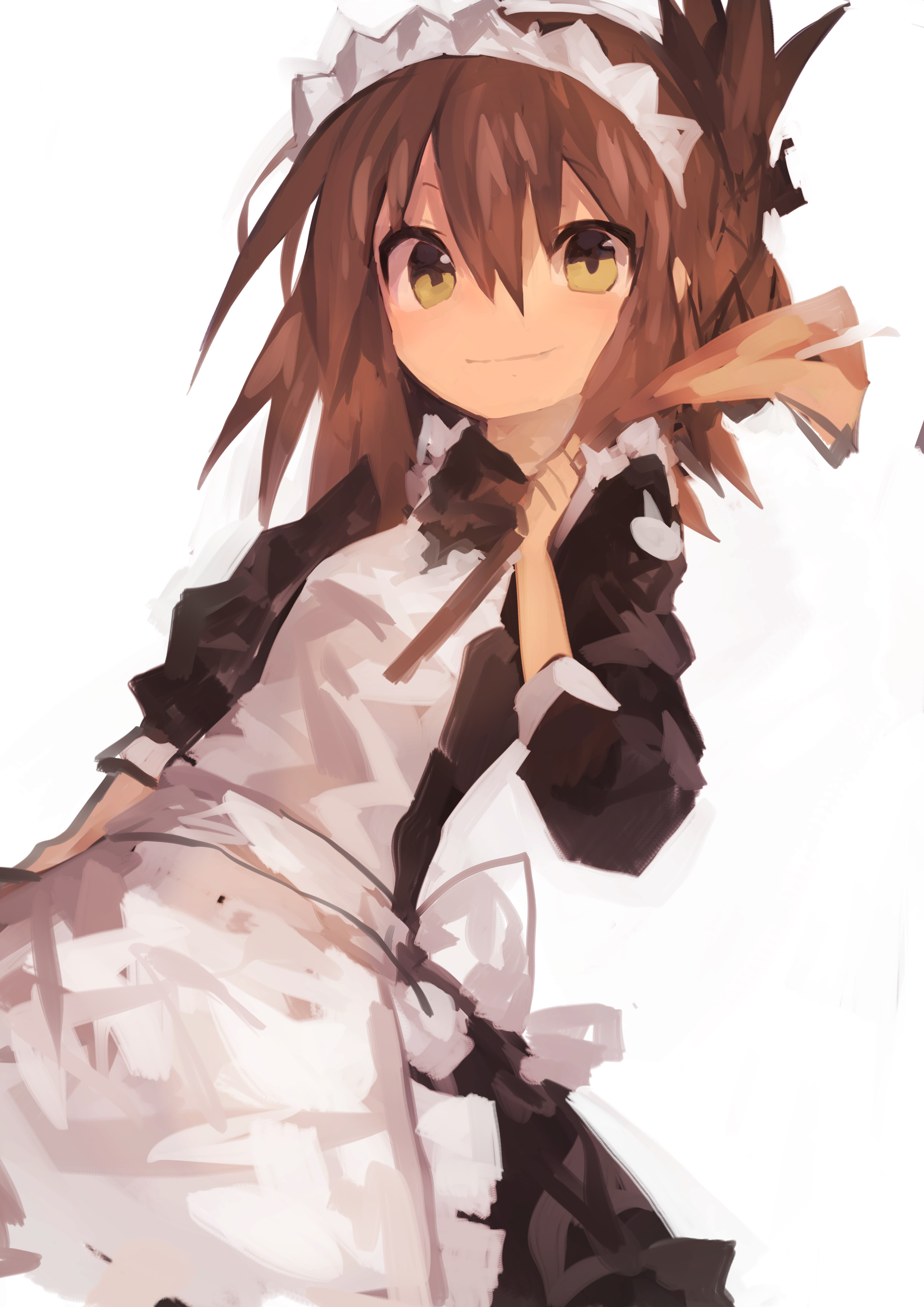 The Big ImageBoard (TBIB) - 1girl absurdres alternate costume apron bangs black dress brown hair ...