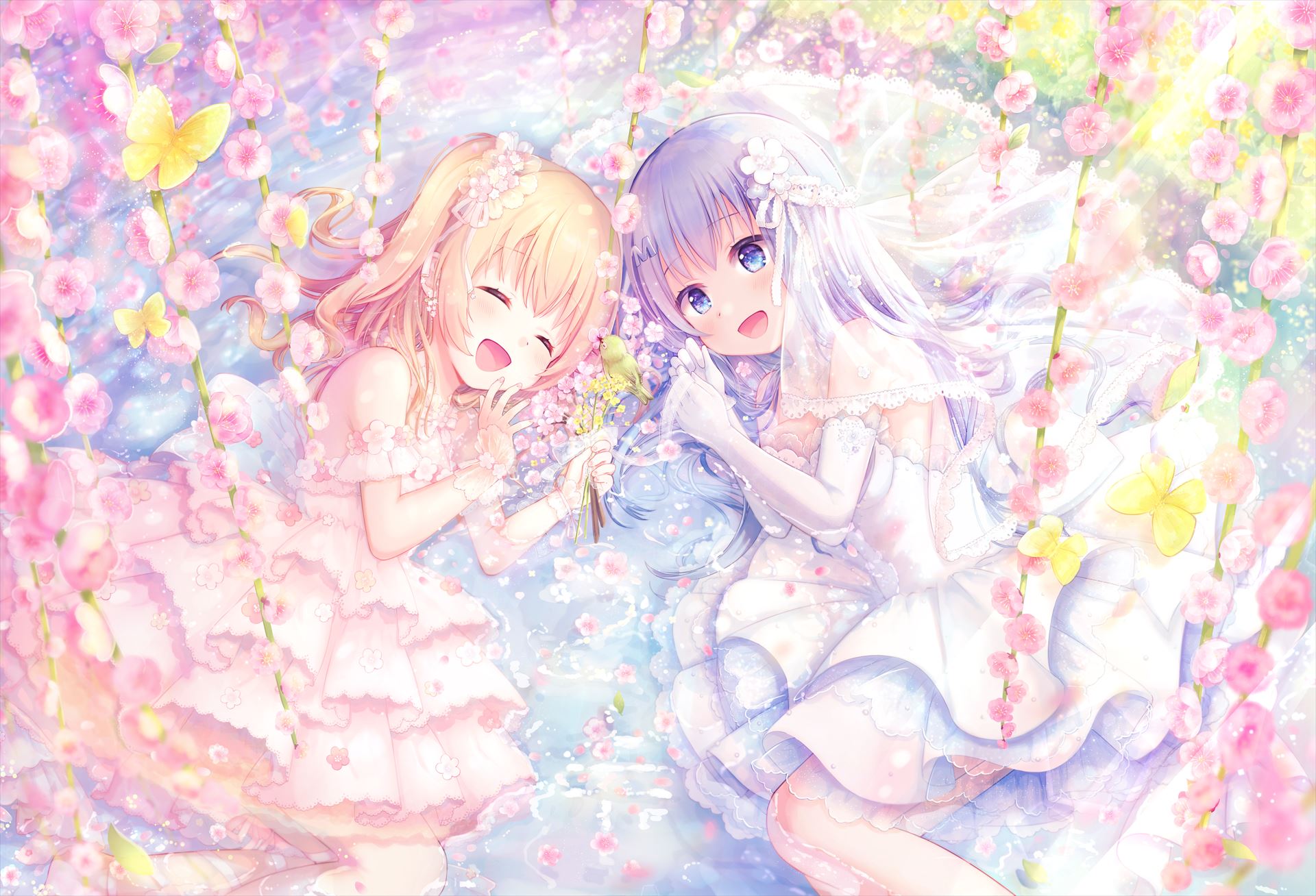 The Big ImageBoard (TBIB) - 2girls :d ^ ^ closed eyes dress elbow ...