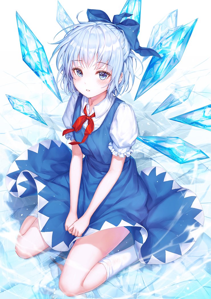 The Big ImageBoard (TBIB) - 1girl blue bow blue dress blue eyes blue hair blue ribbon bow cirno ...