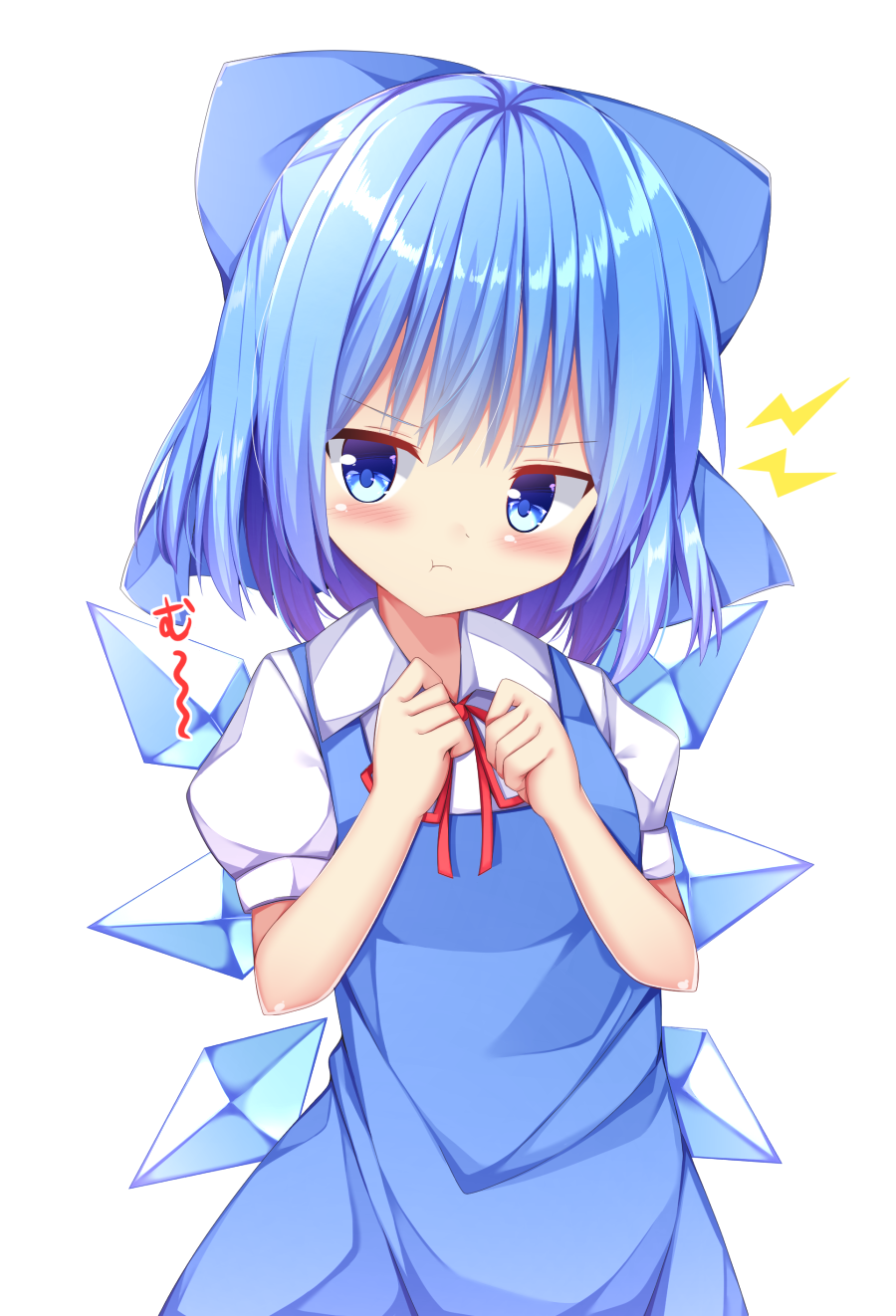 The Big ImageBoard (TBIB) - 1girl :t arms up bangs blue dress blue eyes blue hair blush cirno ...