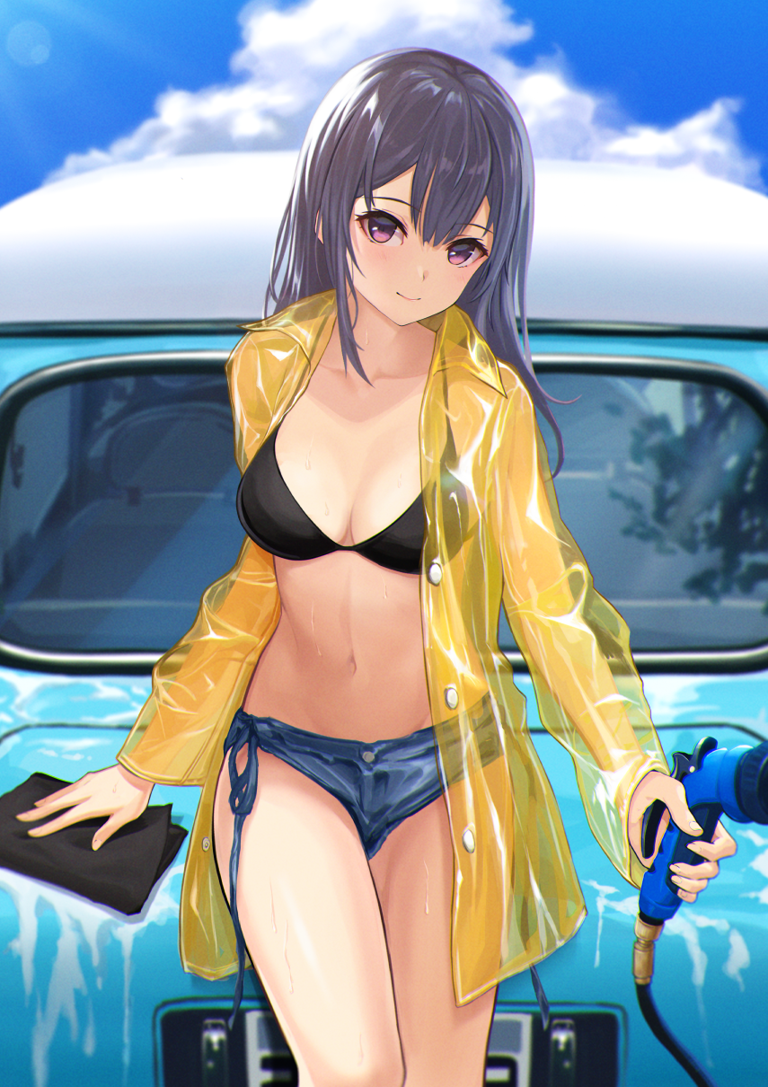 The Big Imageboard Tbib 1girl Bikini Bikini Under Clothes Black