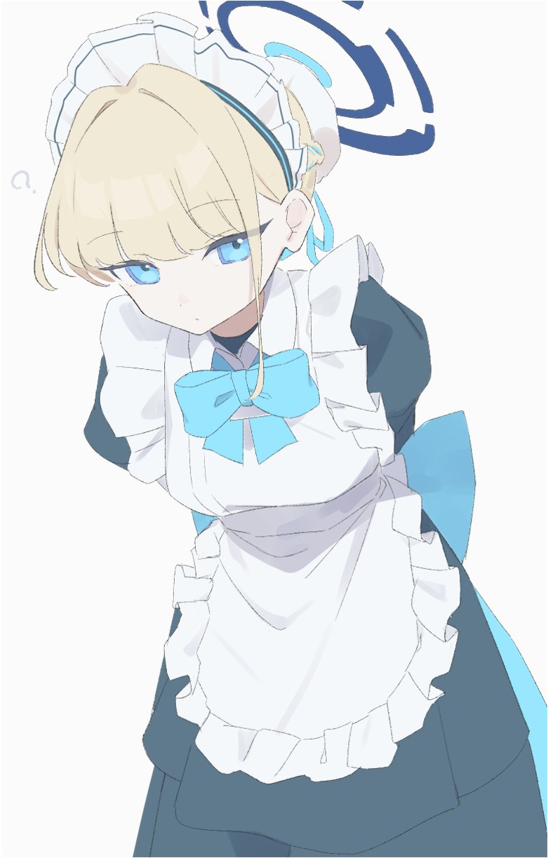 The Big ImageBoard (TBIB) - 1girl ? apron arms behind back blonde hair blue archive blue bow ...