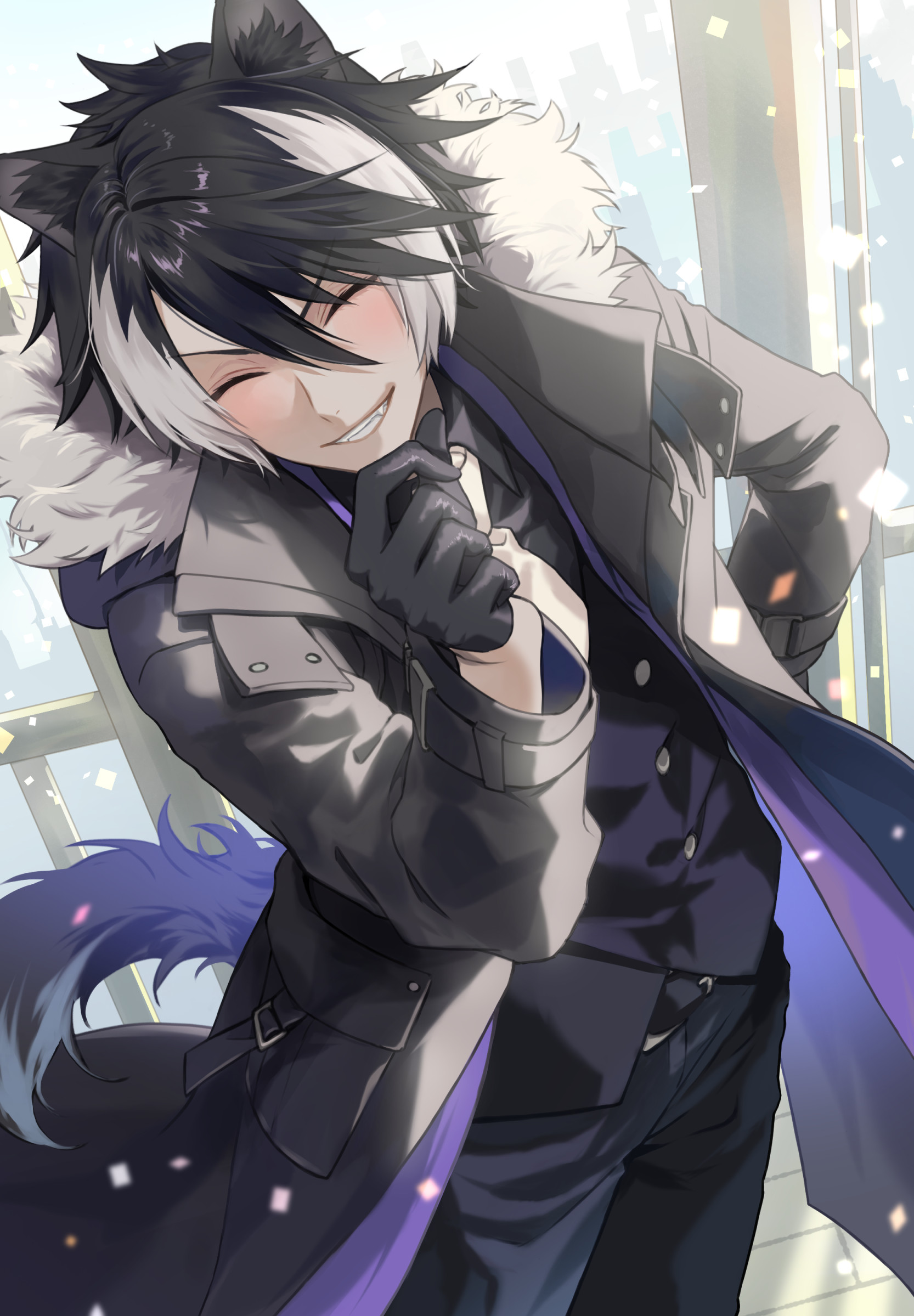 The Big ImageBoard (TBIB) - 1boy animal ear fluff animal ears black gloves black hair black ...