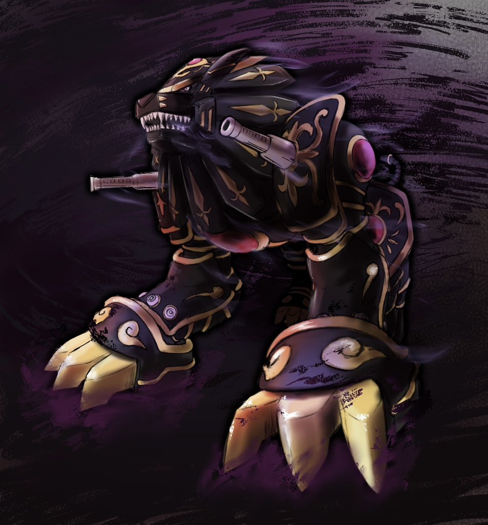 The Big ImageBoard (TBIB) - all fours armor black armor dark background digimon digimon ...