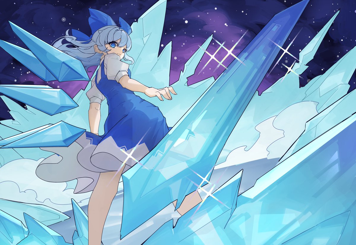 The Big ImageBoard (TBIB) - 1girl blue bow blue dress blue eyes blue hair bow cirno cryokinesis ...