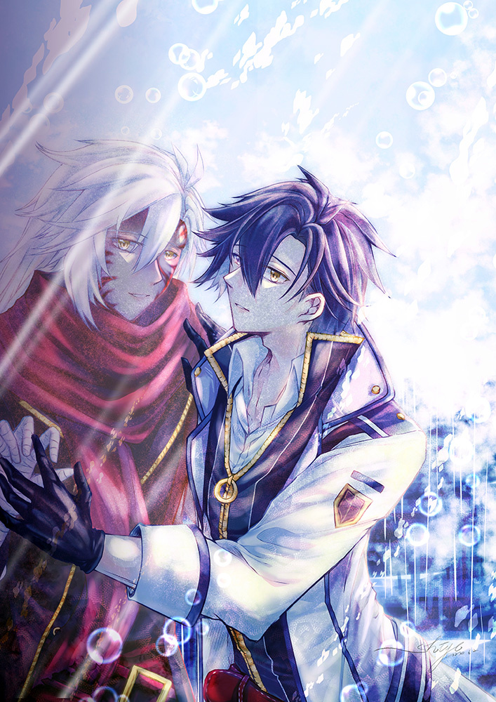 The Big ImageBoard (TBIB) - 2boys ahoge bandaged hand bandages black gloves black hair coat ...