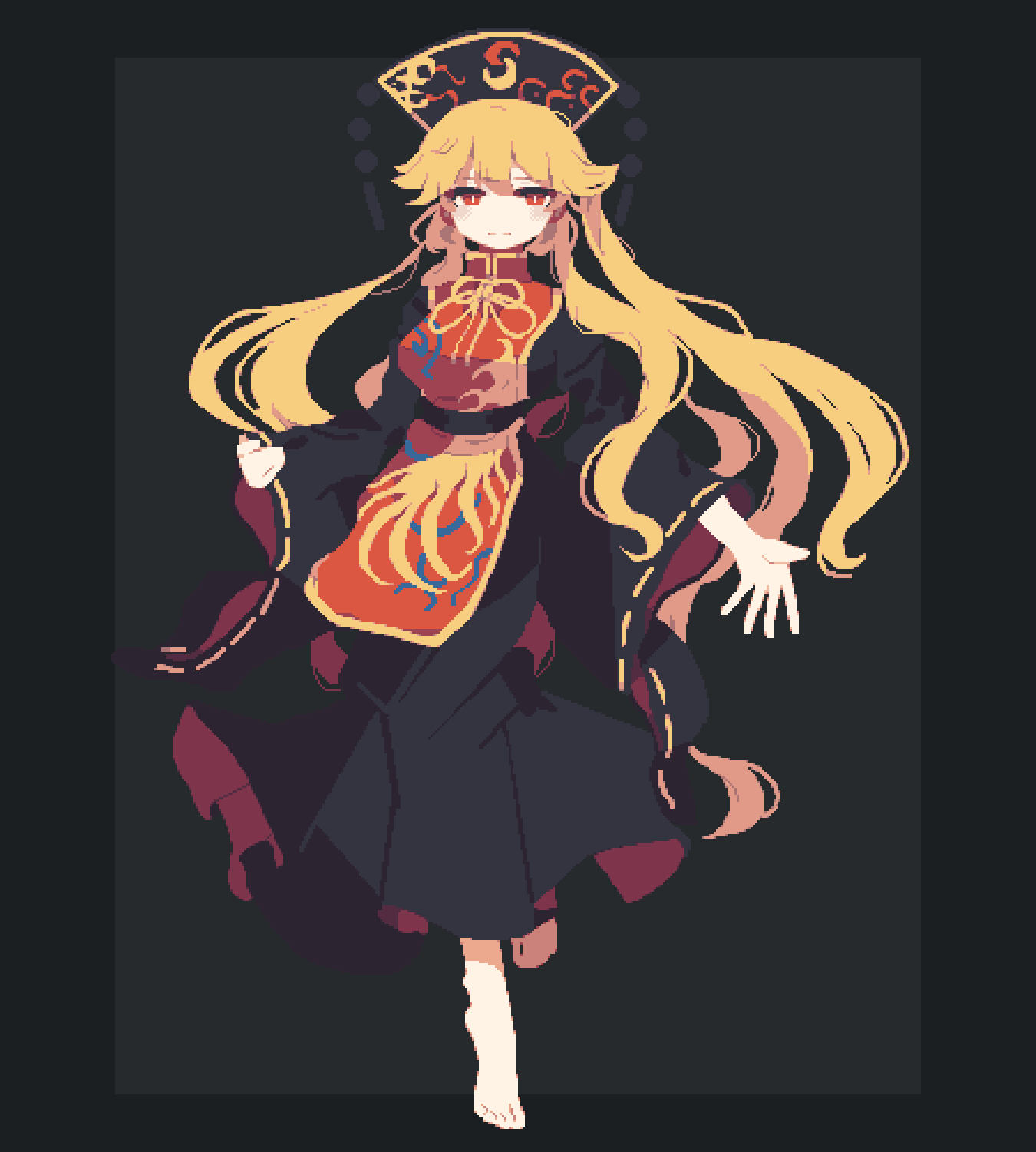 The Big ImageBoard (TBIB) - 1girl 4qw5 barefoot black background black border black dress blonde ...