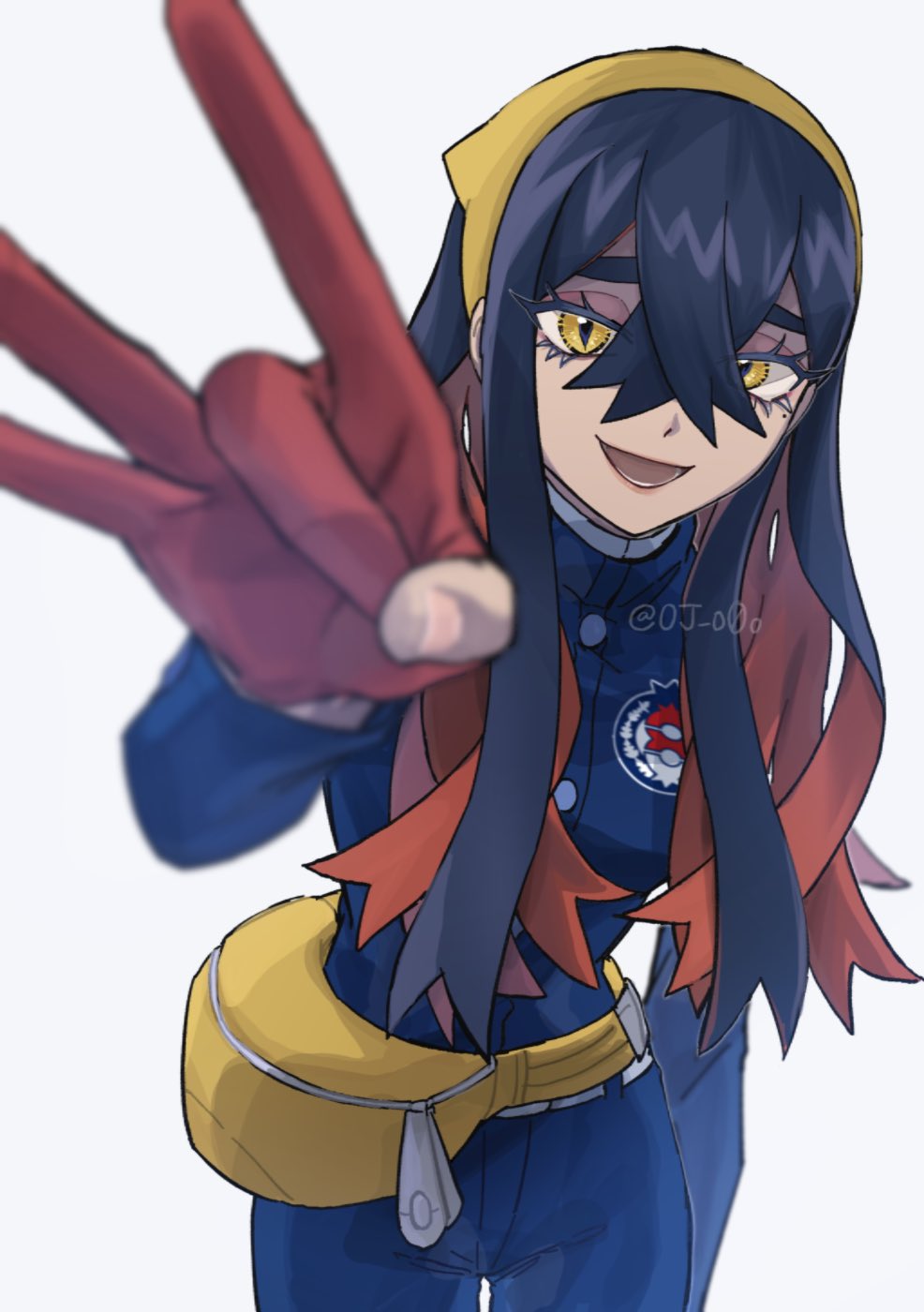 The Big ImageBoard (TBIB) - 1girl :d black hair blue jacket blue pants blueberry academy school ...