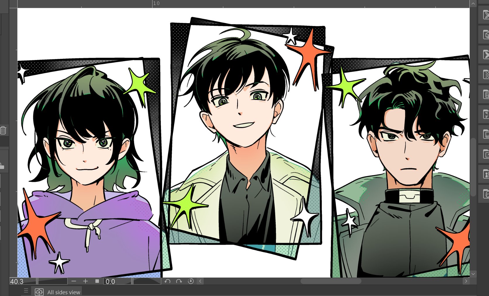 The Big ImageBoard (TBIB) - 1girl 2boys black eyes black hair black shirt blunt bangs closed ...