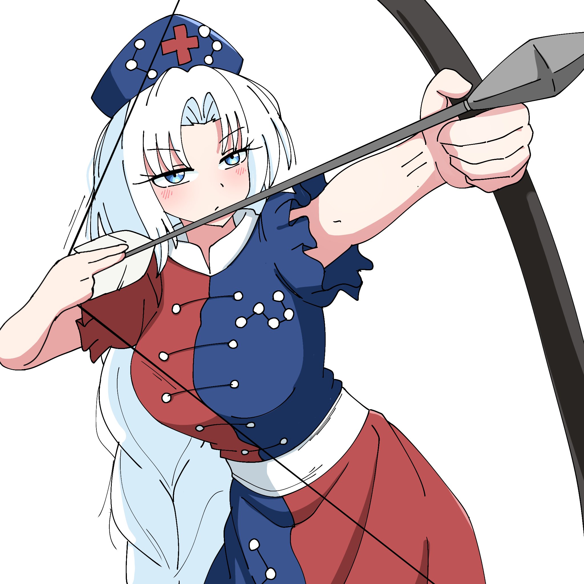 The Big ImageBoard (TBIB) - 1girl arrow (projectile) blue dress blue eyes bow (weapon) breasts ...